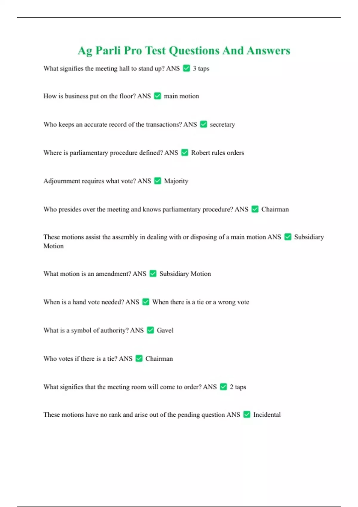 Ag Parli Pro Test Questions And Answers - Ag Parli Pro - Stuvia US