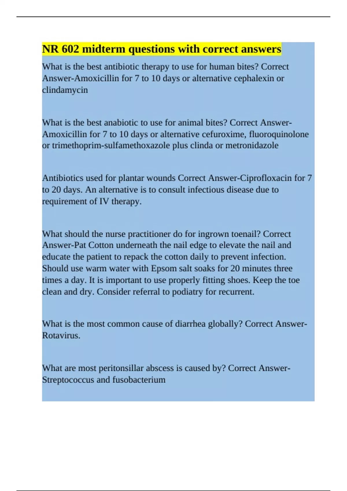NR 602 midterm questions with correct answer1 - NURS 612 - Stuvia US