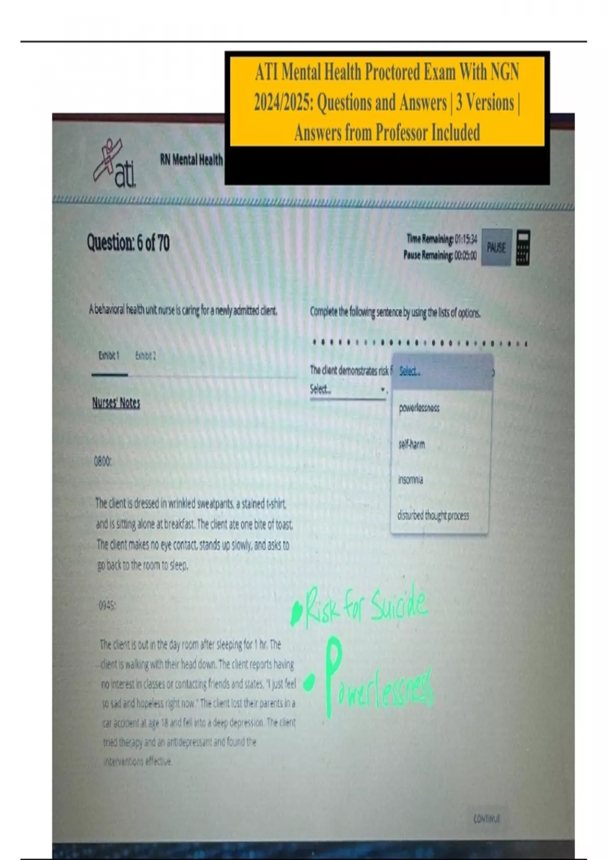 ATI Mental Health Proctored ExamWithNGN2024/2025: Questions and Answers ...