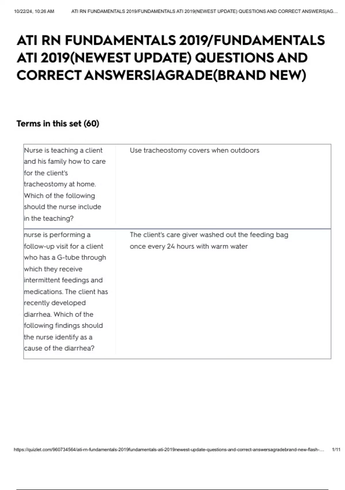 ATI RN FUNDAMENTALS 2019/FUNDAMENTALS ATI 2019(NEWEST UPDATE) QUESTIONS ...