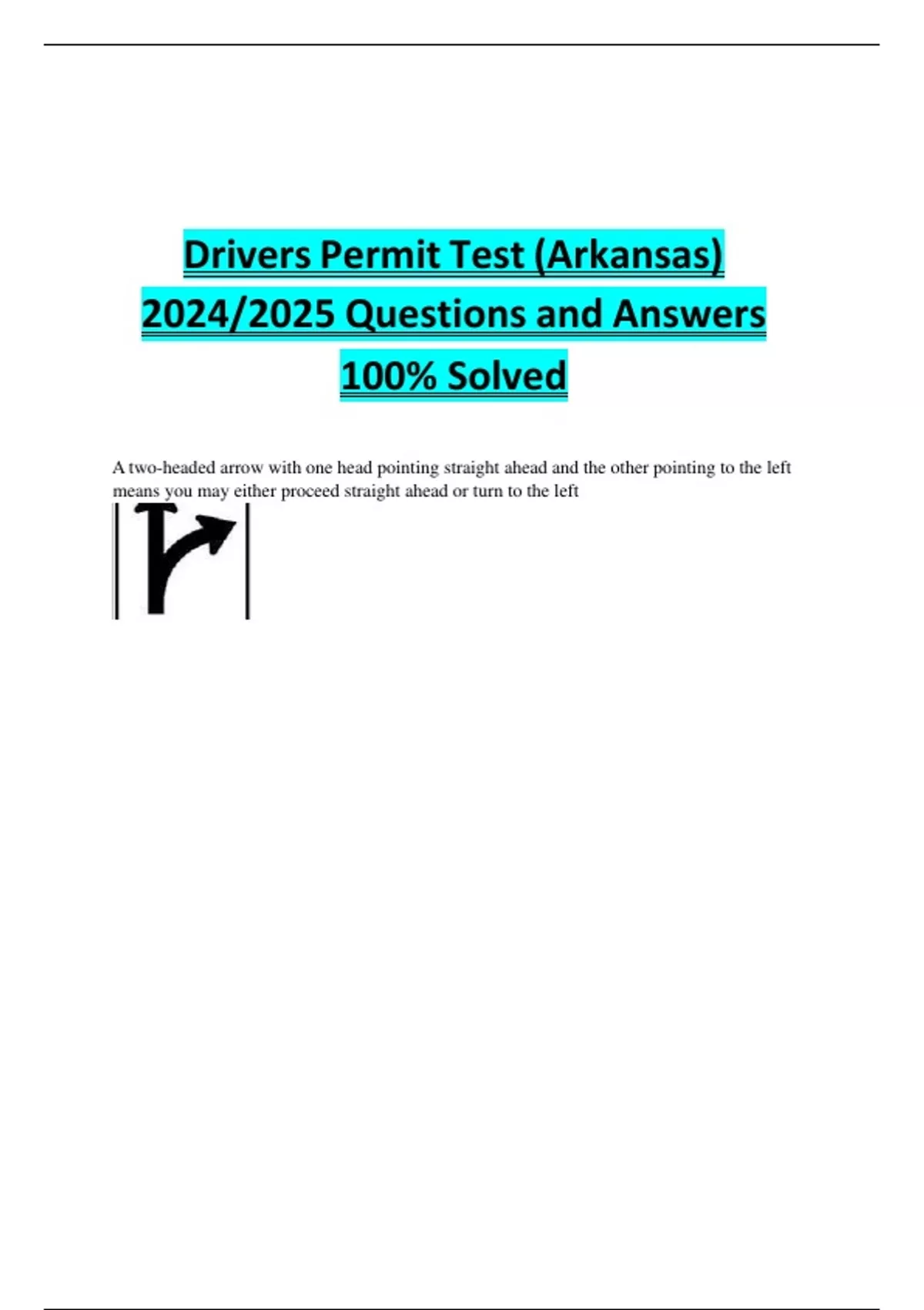 Drivers Permit Test (Arkansas) 2024/2025 Questions and Answers 100% ...