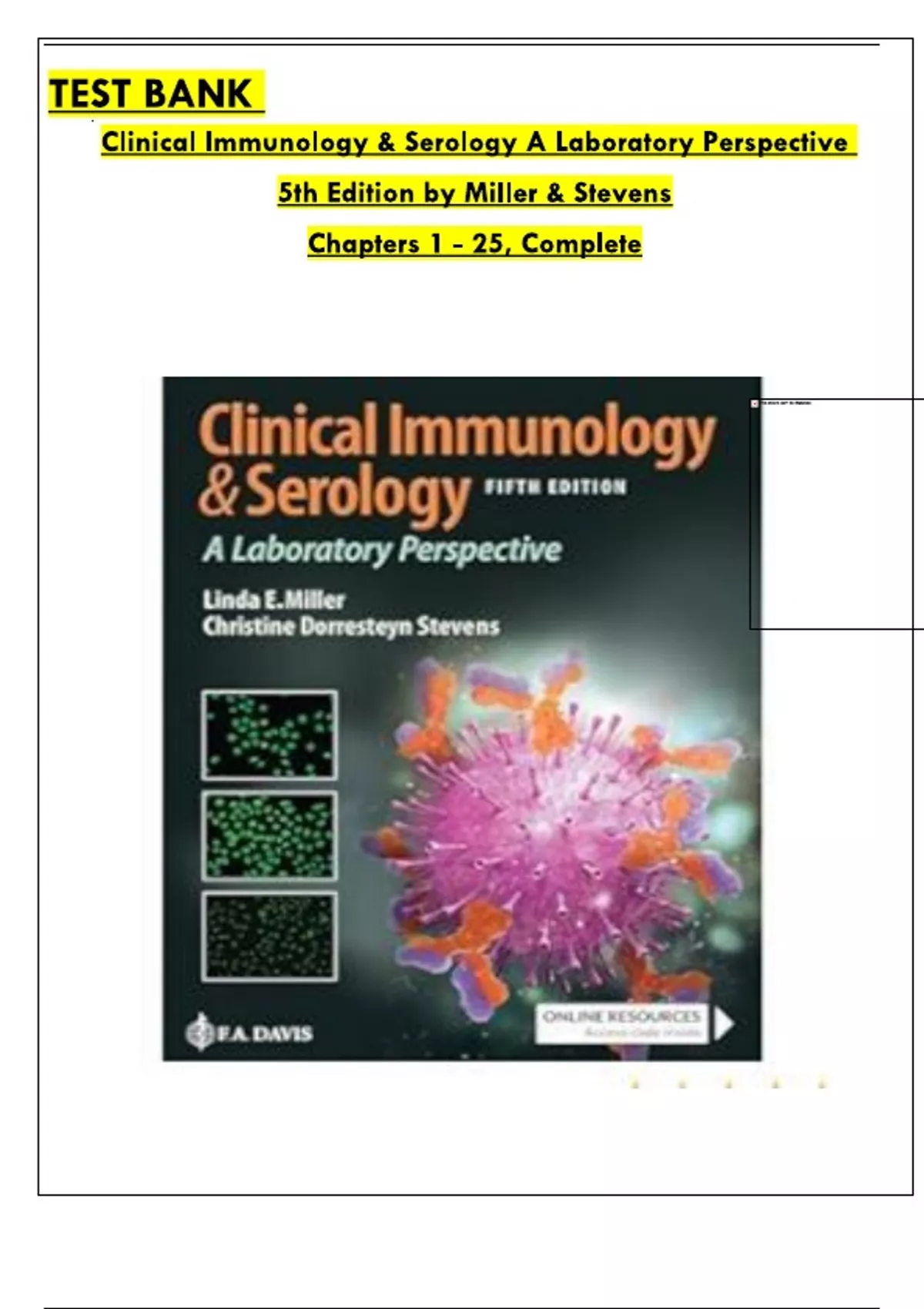 TEST BANK For Clinical Immunology & Serology A Laboratory Perspective ...
