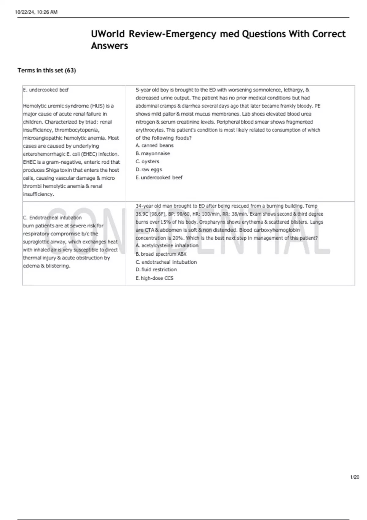 UWorld Review-Emergency med Questions With Correct Answers - CGFM ...
