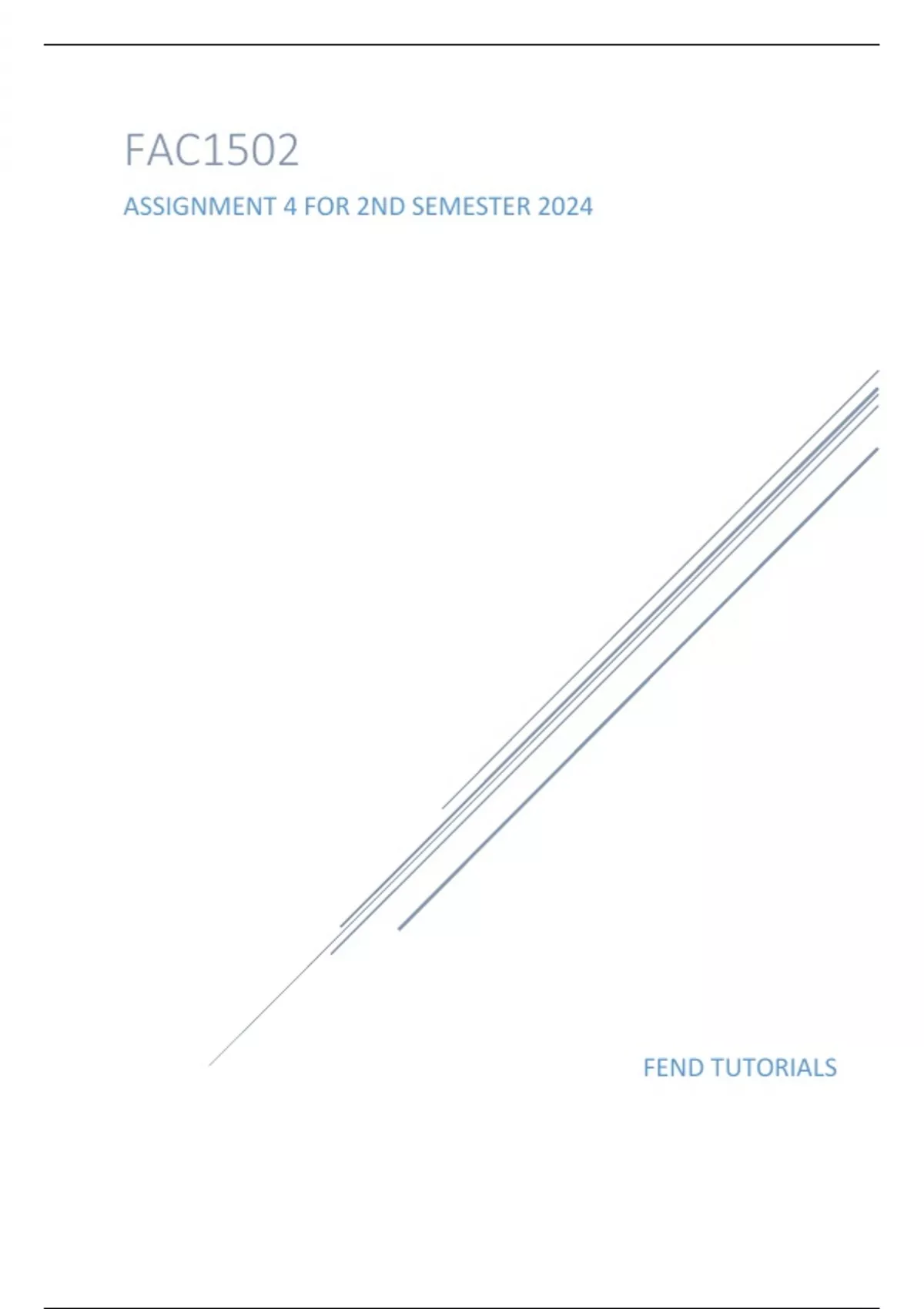 FAC1502 ASSIGNMENT 4 FOR 2ND SEMESTER 2024 - Financial Accounting ...