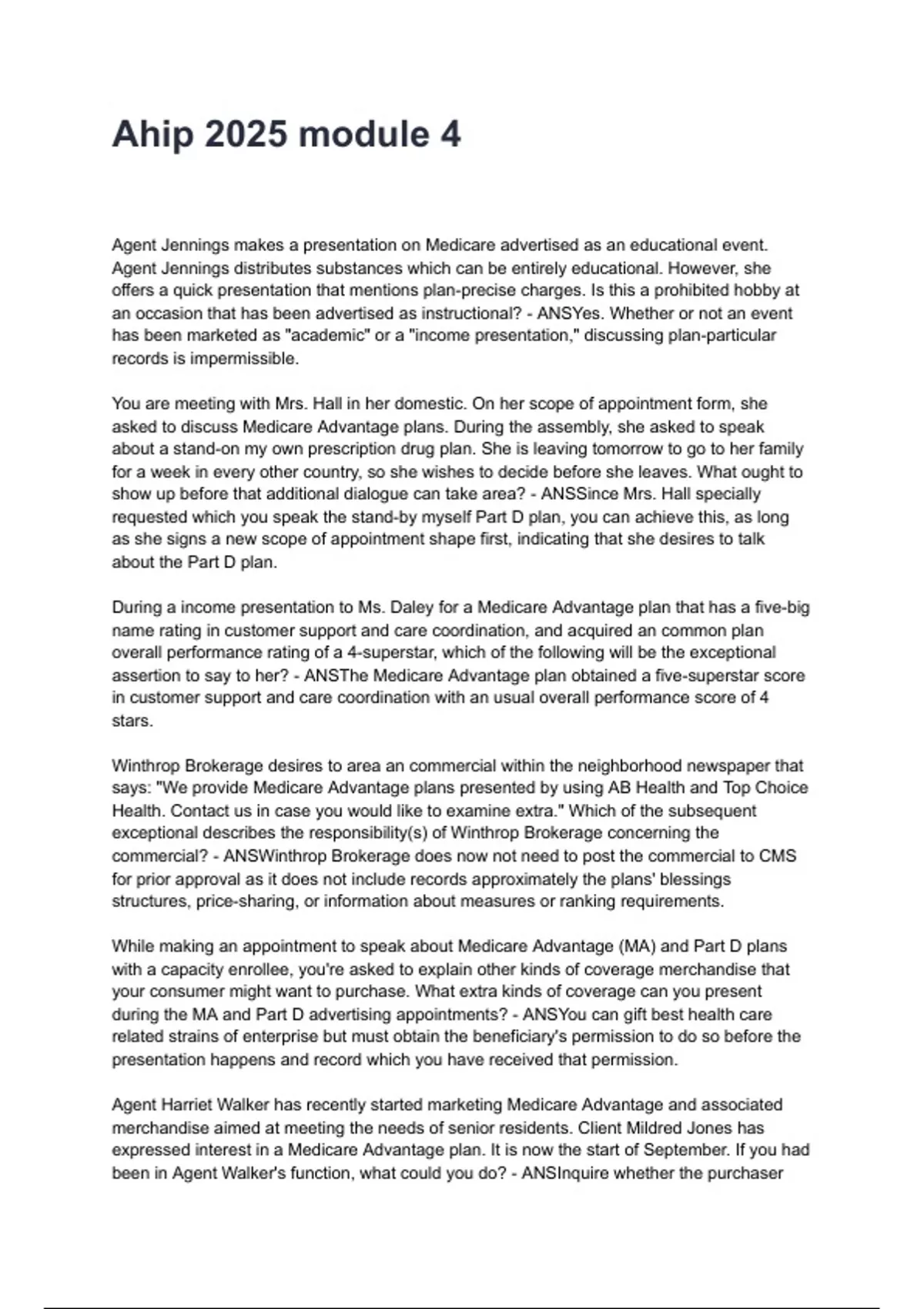 Ahip 2025 module 4 QUESTIONS AND ANSWERS (2025/2026) (VERIFIED ANSWERS) - AHIP 2025 - Stuvia US