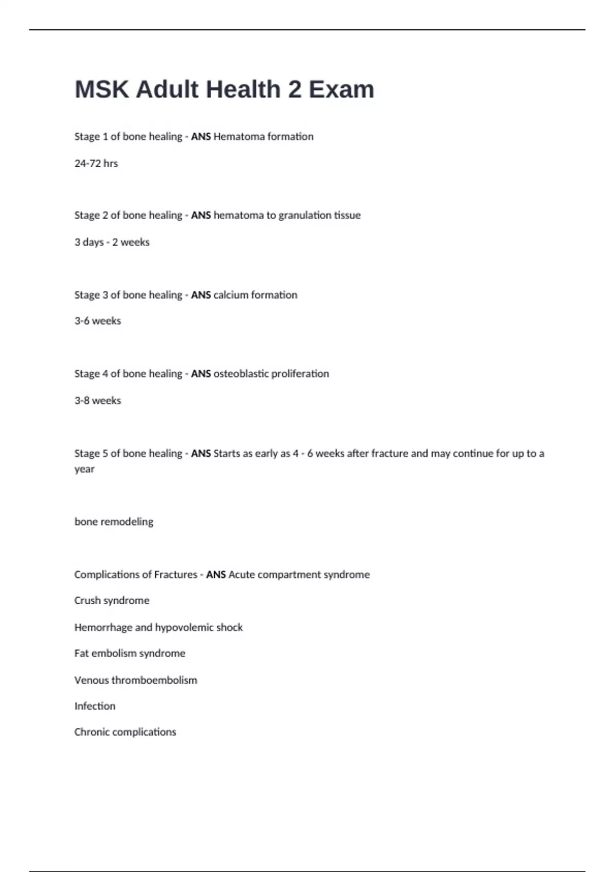 MSK Adult Health 2 Exam 2024/2025 questions and answers - MSK Adult ...