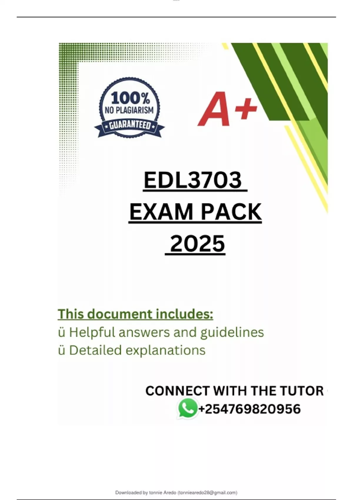 EDL3703 EXAM PACK 2025 - EDL3703 - Stuvia SA
