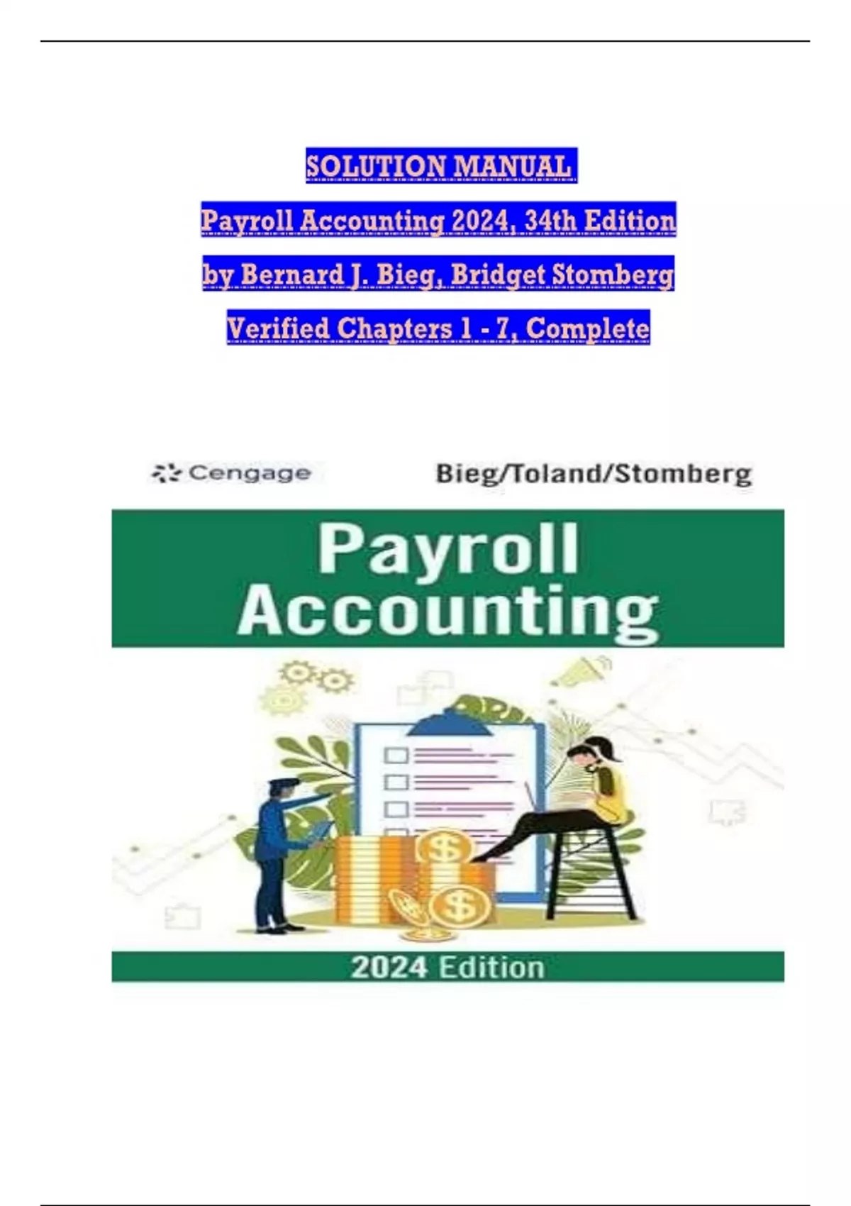 Solution Manual for Payroll Accounting 2024, 34th Edition Bernard J. Bieg and Bridget Stomberg ...