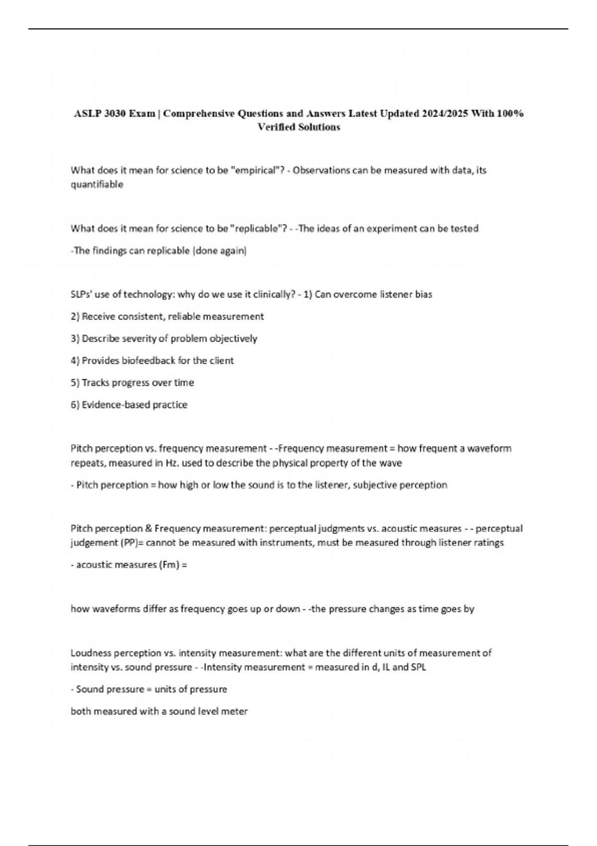 ASLP 3030 Exam | Comprehensive Questions and Answers Latest Updated ...