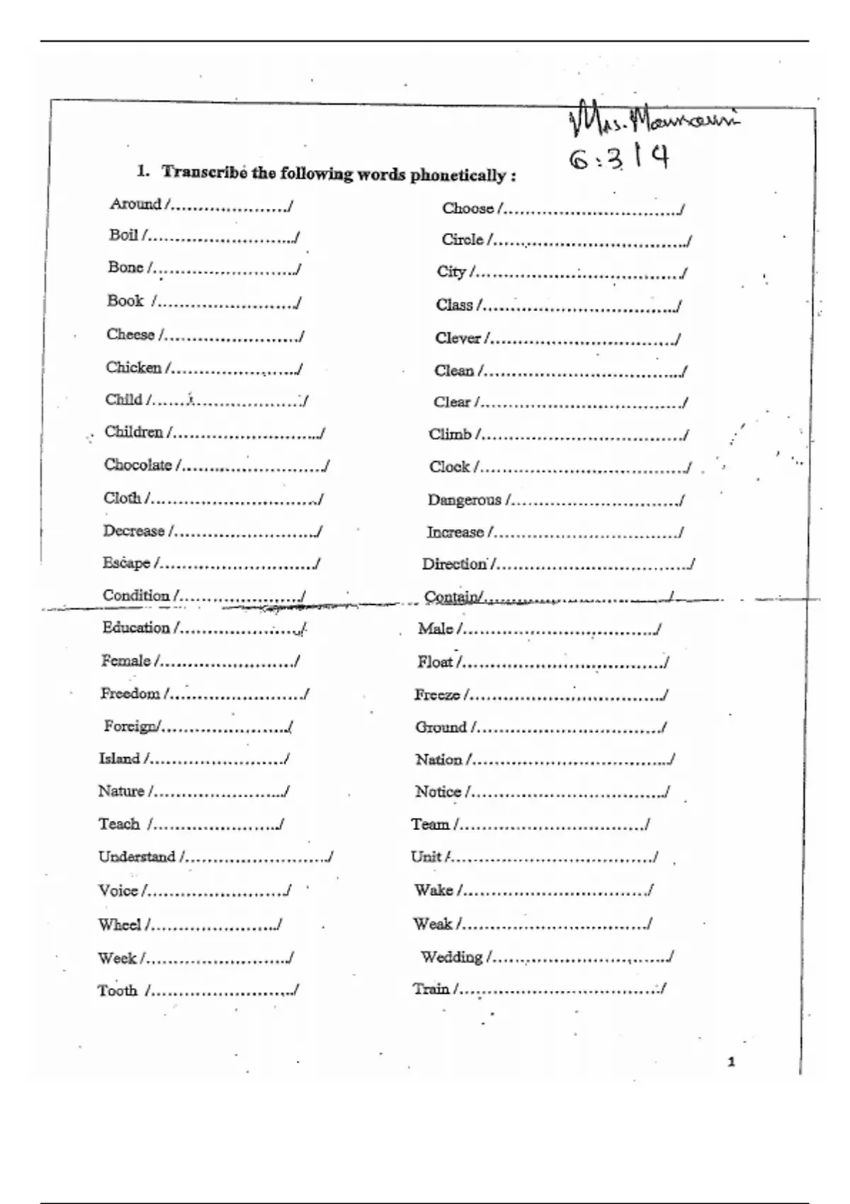 An exercise about the international phonetic alphabet - Linguistics and ...