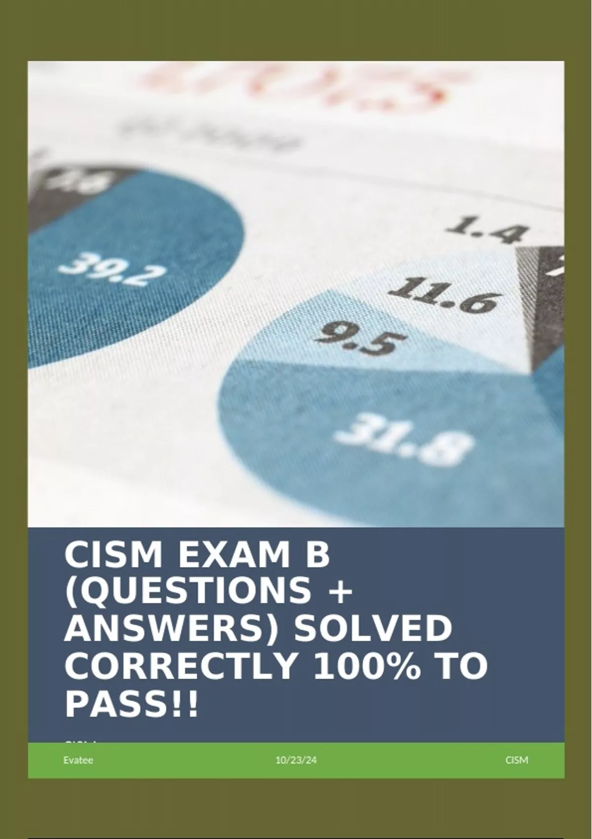 CISM EXAM B (QUESTIONS + ANSWERS) SOLVED CORRECTLY 100% TO PASS ...