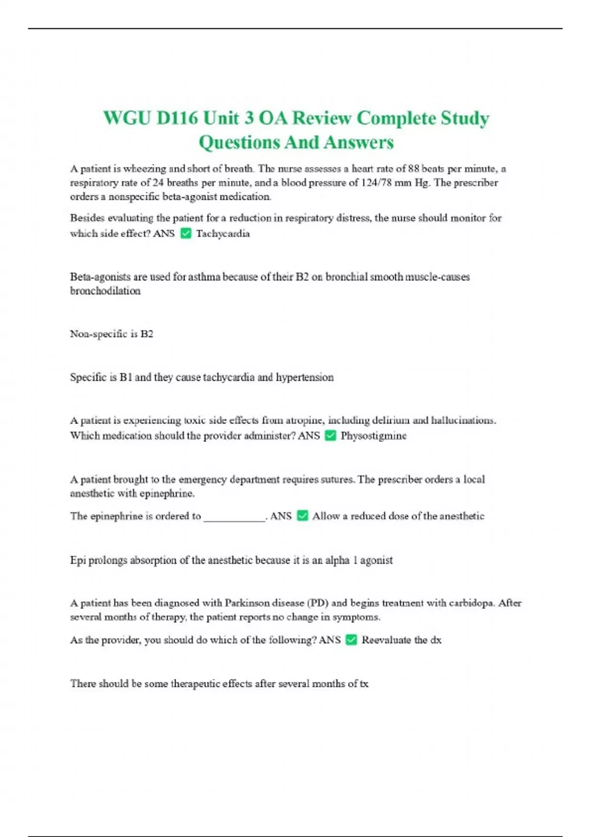 WGU D116 Unit 3 OA Review Complete Study Questions And Answers - WGU ...