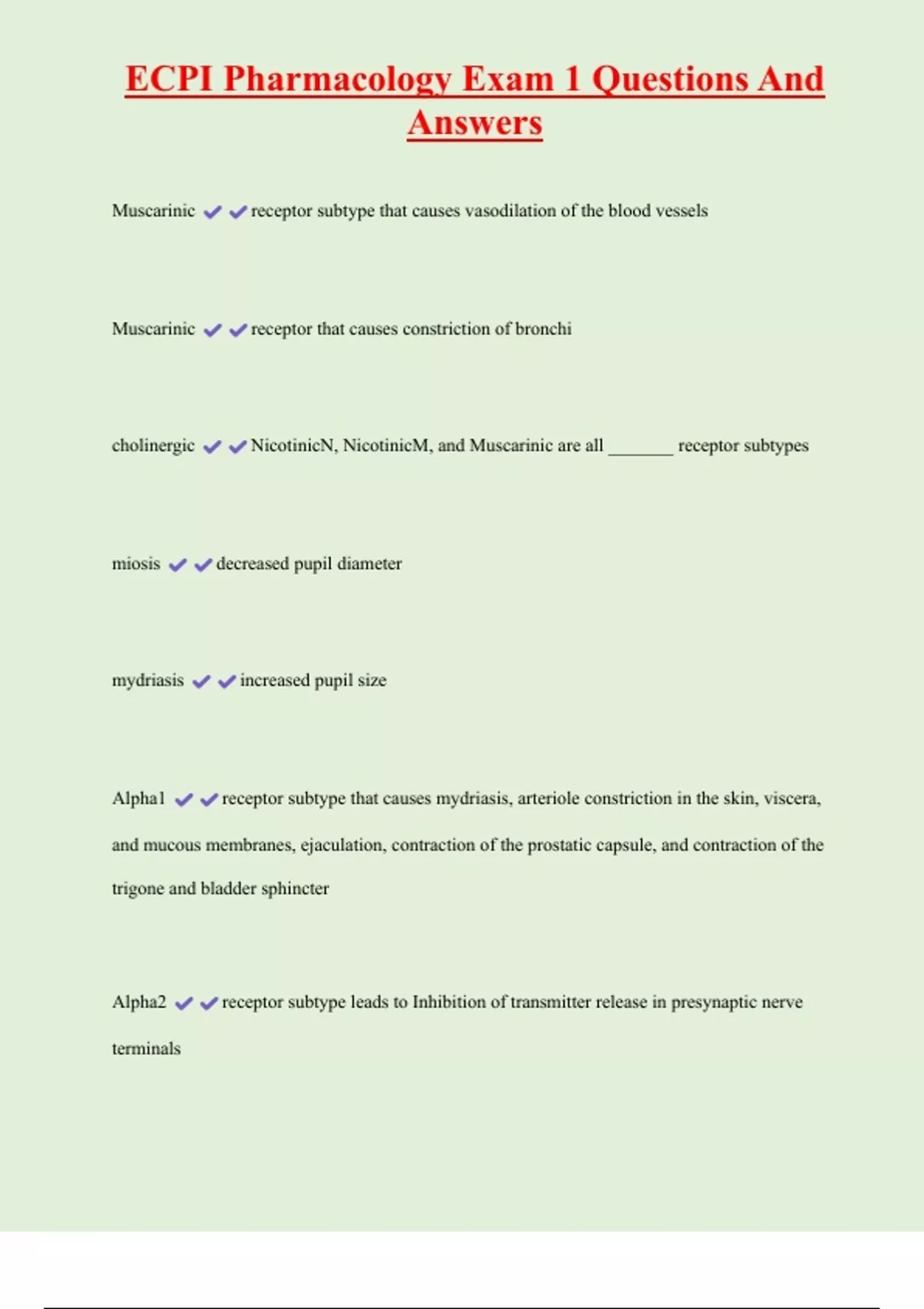 ECPI Pharmacology Exam 1 Questions And Answers - ECPI - Stuvia US