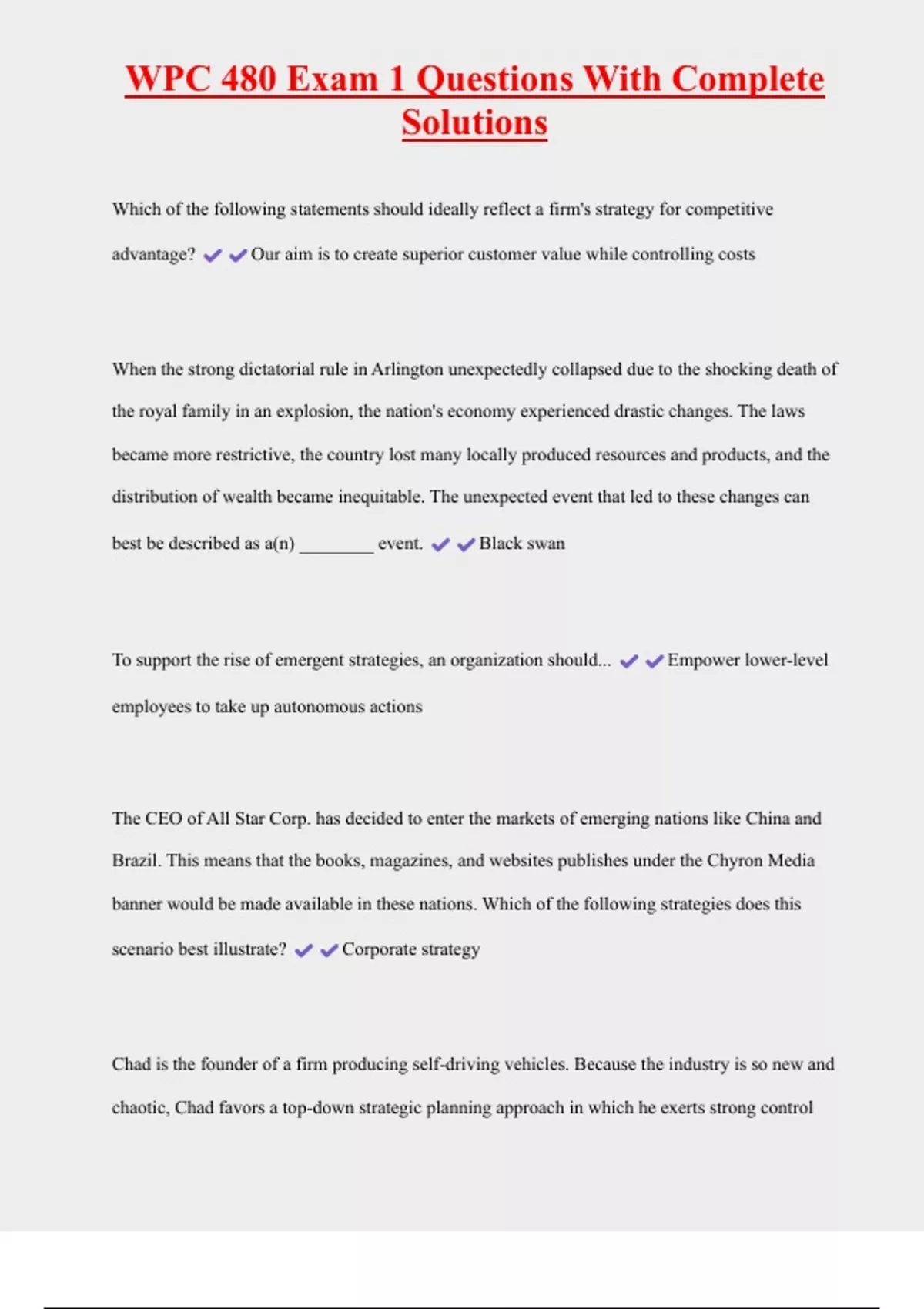 WPC 480 Exam 1 Questions With Complete Solutions - WPC 480 - Stuvia UK