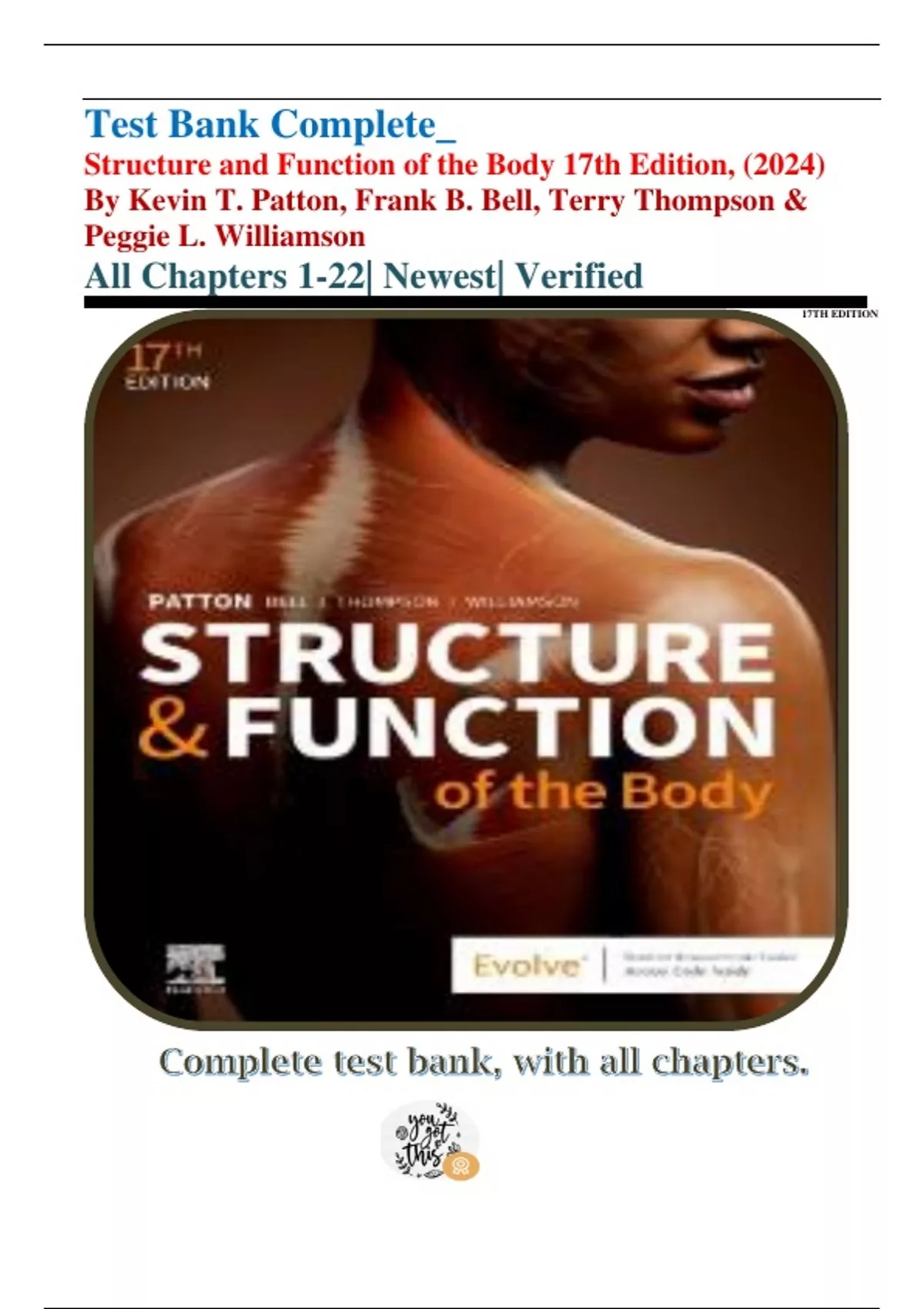 Test Bank Complete_ Structure and Function of the Body 17th Edition ...