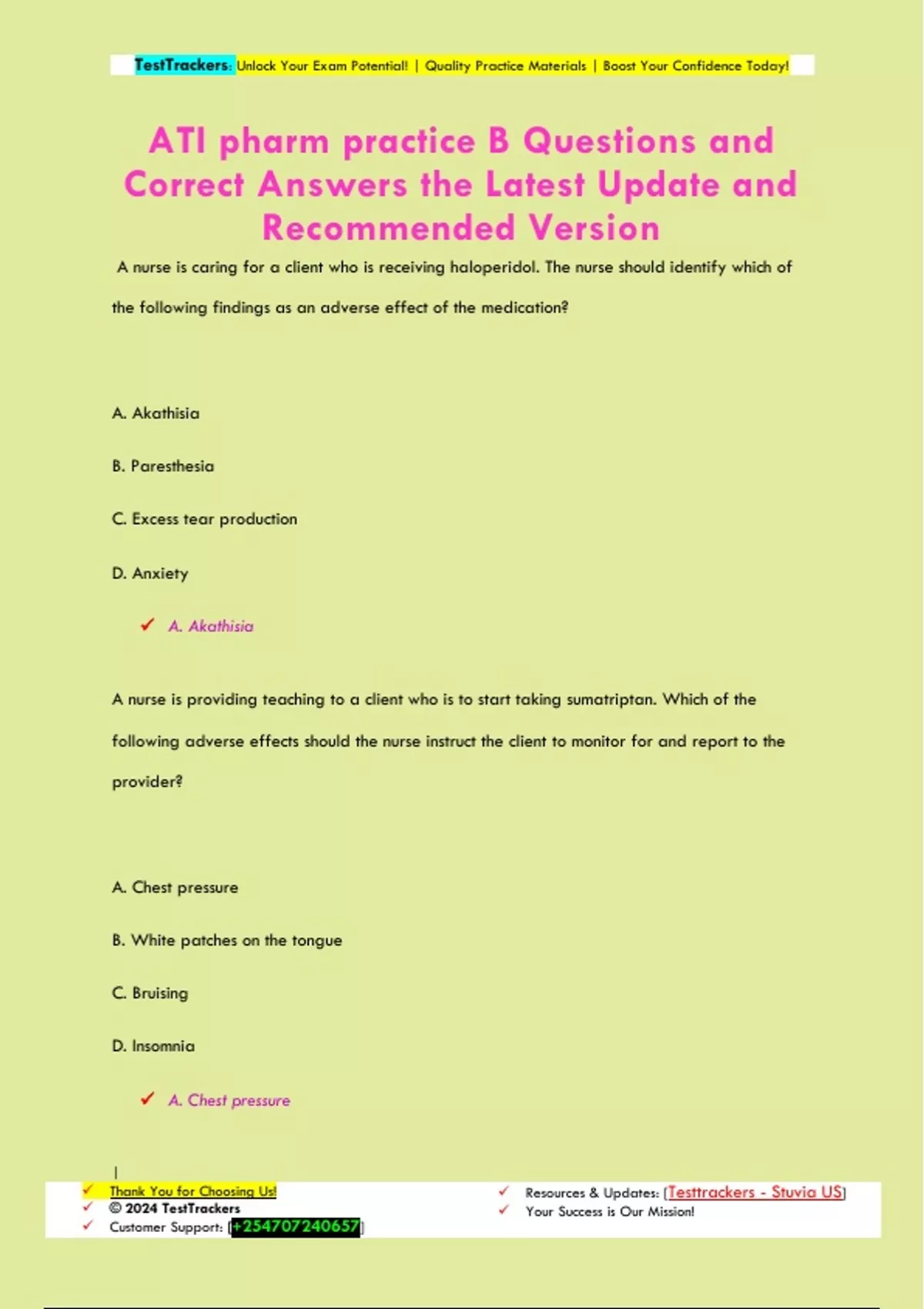 ATI pharm practice B Questions and Correct Answers the Latest Update ...