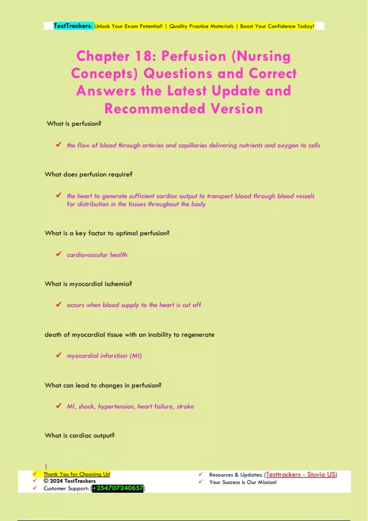 Chapter 18: Perfusion (Nursing Concepts) Questions and Correct Answers ...
