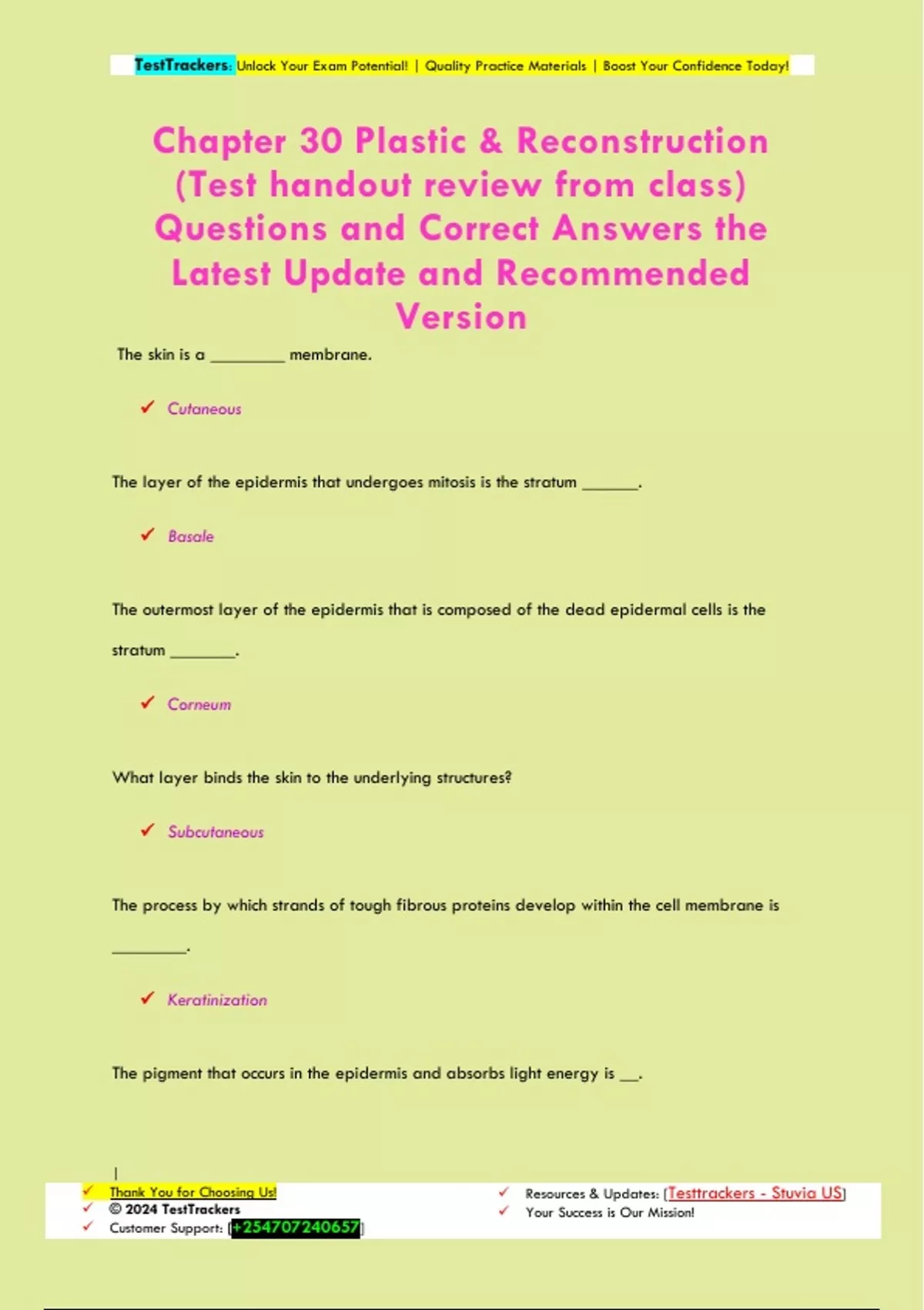 Chapter 30 Plastic & Reconstruction (Test handout review from class ...