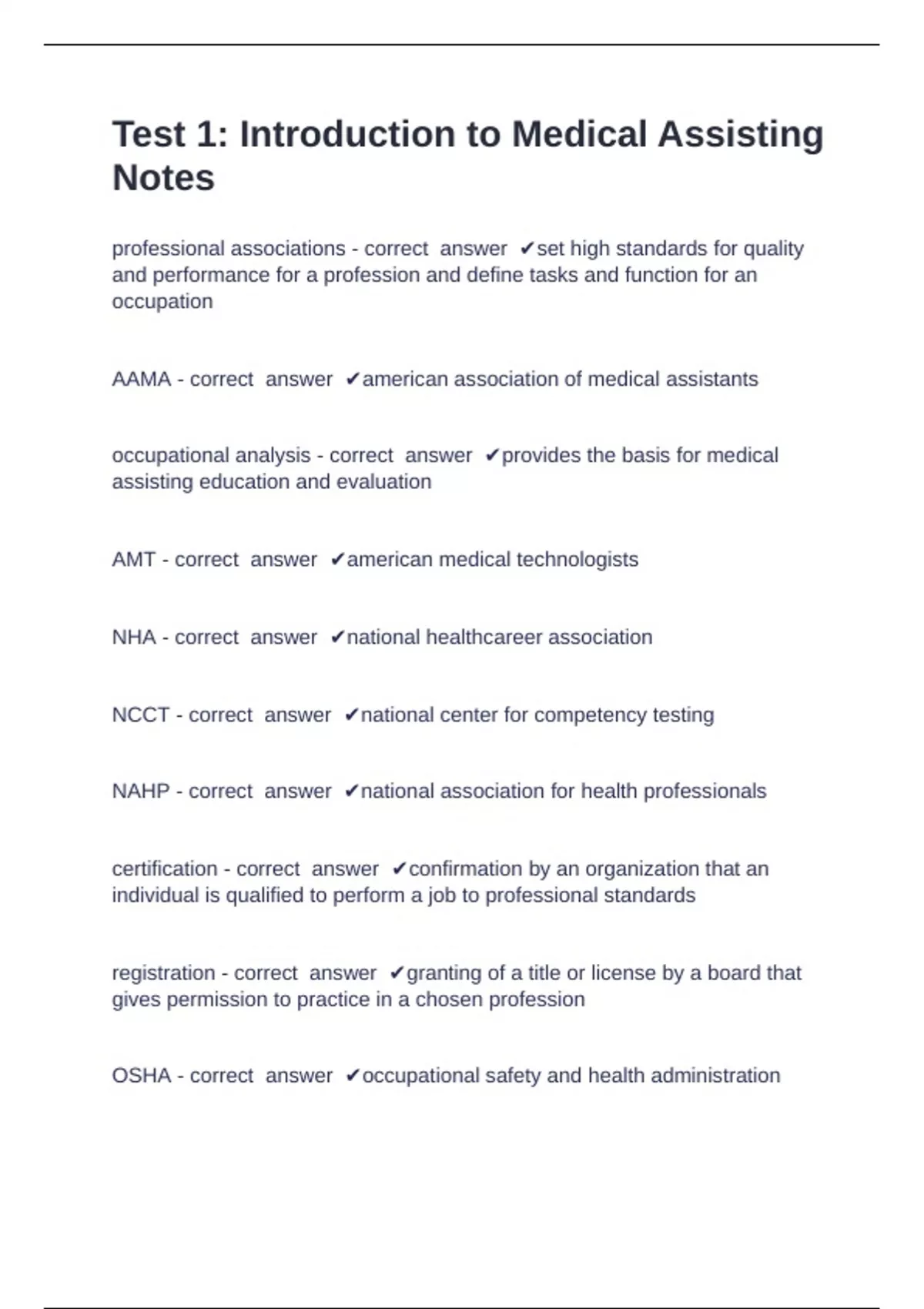 Test 11. questions with complete solutions 2024 - Medical Assistant ...