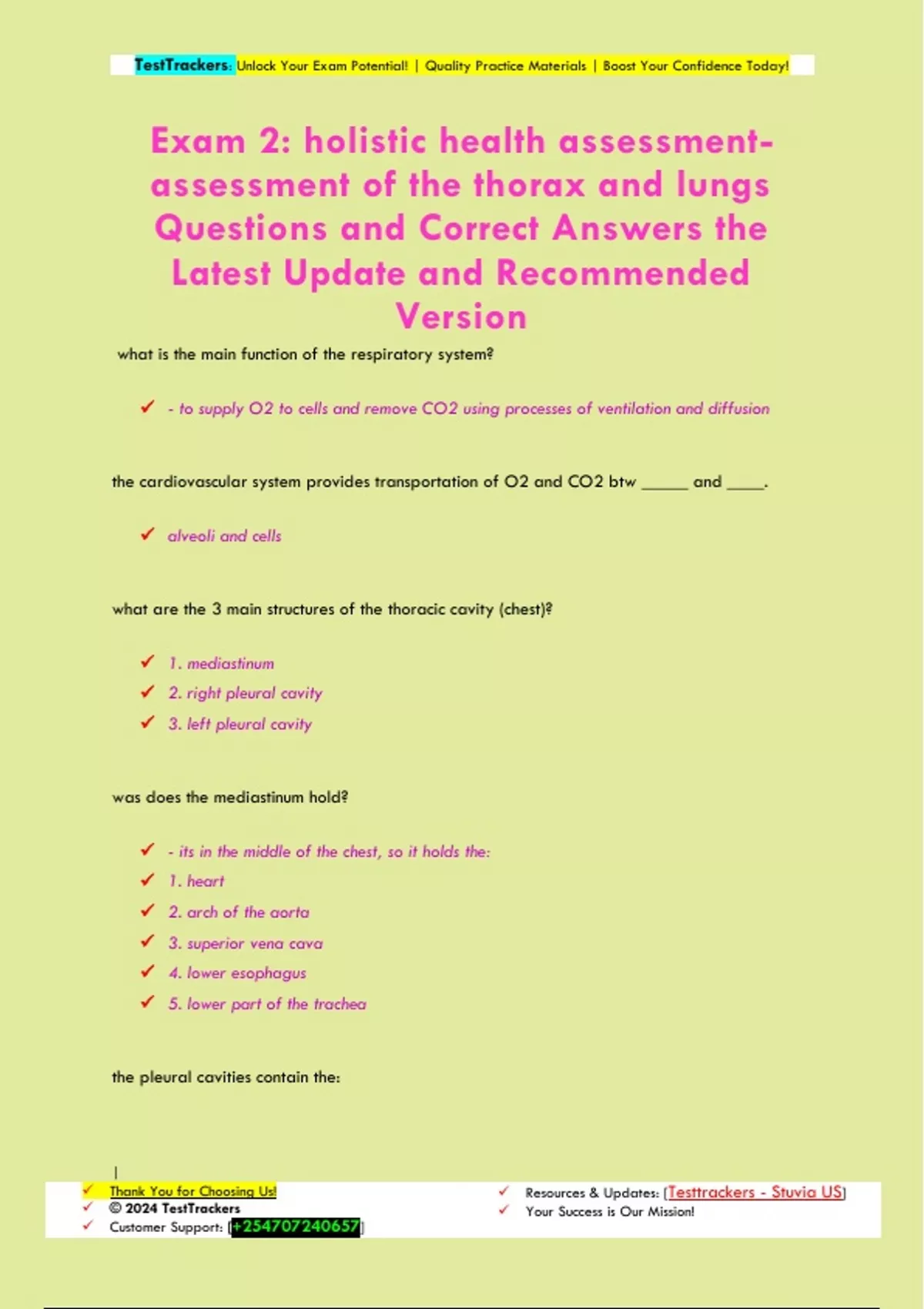 Exam 2: holistic health assessment assessment of the thorax and lungs ...