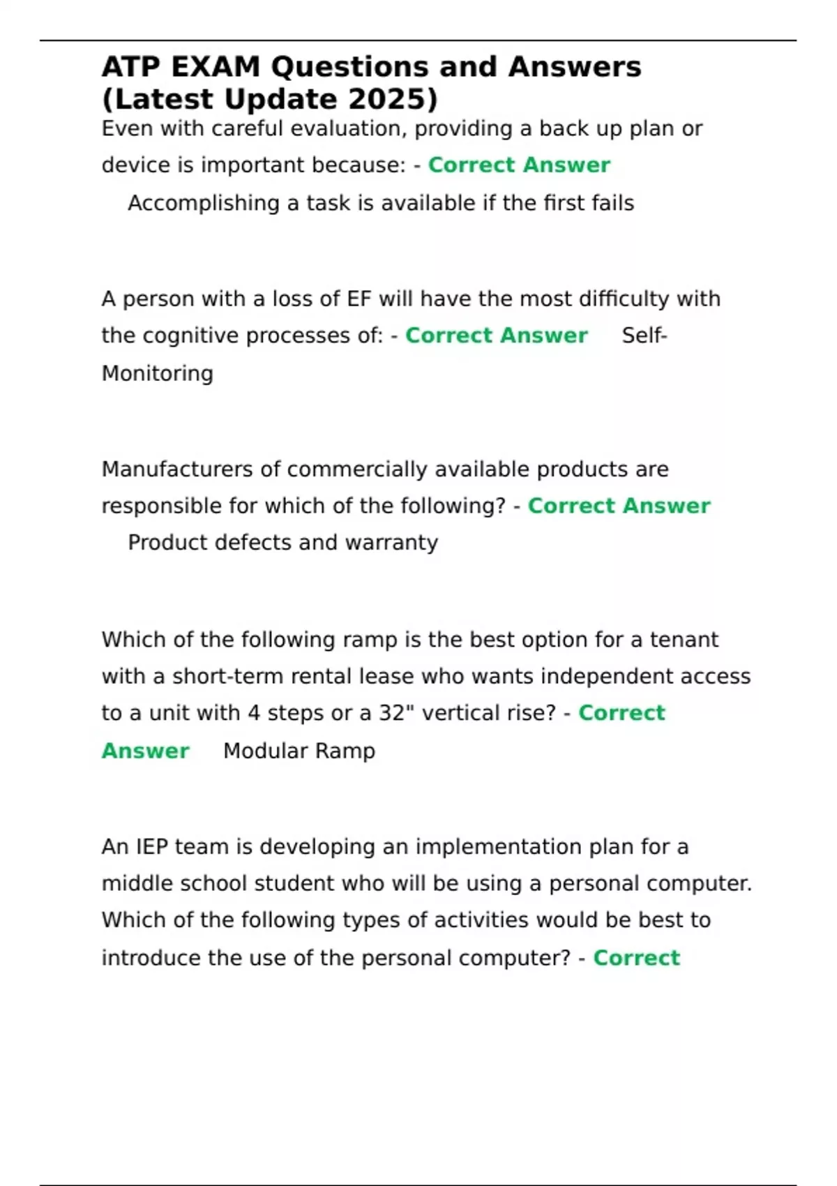 ATP EXAM Questions and Answers (Latest Update 2025) - ATP - Stuvia US