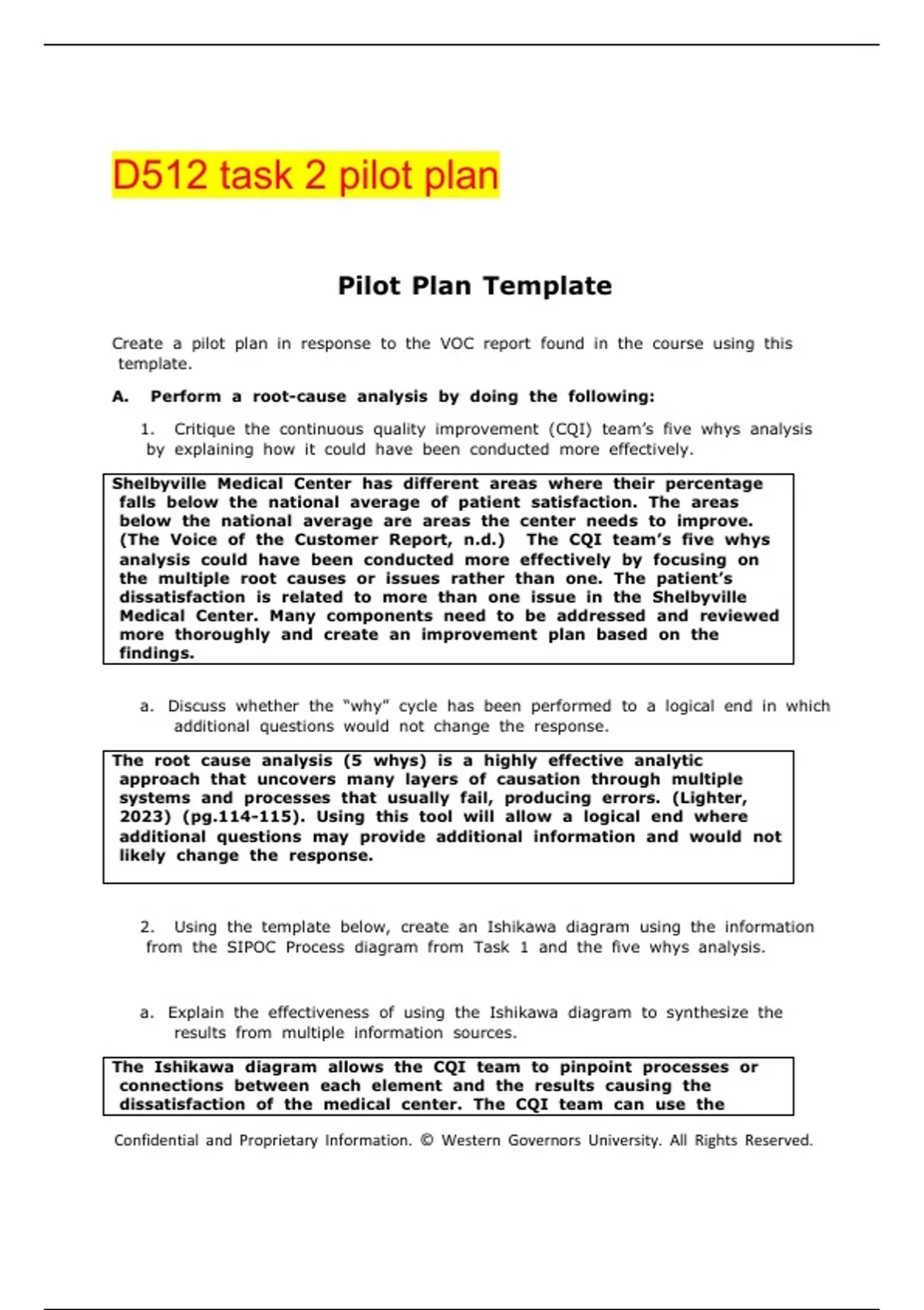 D512 task 2 pilot plan With Complete Solution - D512 task 2 pilot plan - Stuvia US