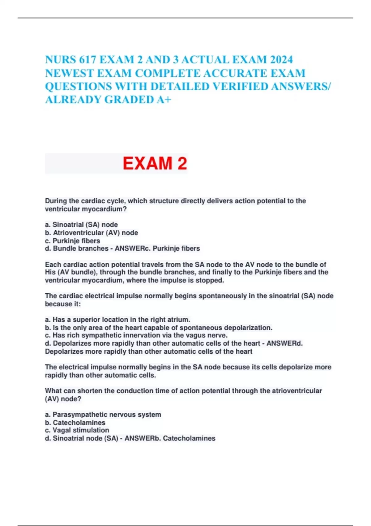 NURS 617 EXAM 2 AND 3 ACTUAL EXAM 2024 NEWEST EXAM COMPLETE ACCURATE EXAM QUESTIONS WITH ...