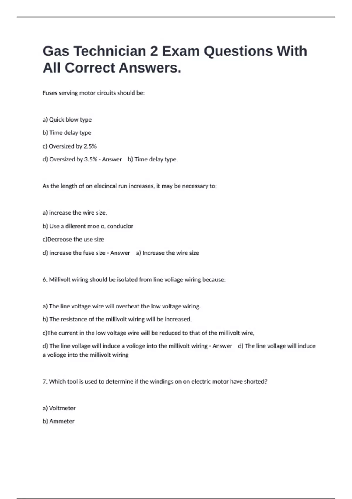 Gas Technician 2 Exam Questions With All Correct Answers. - Gas ...