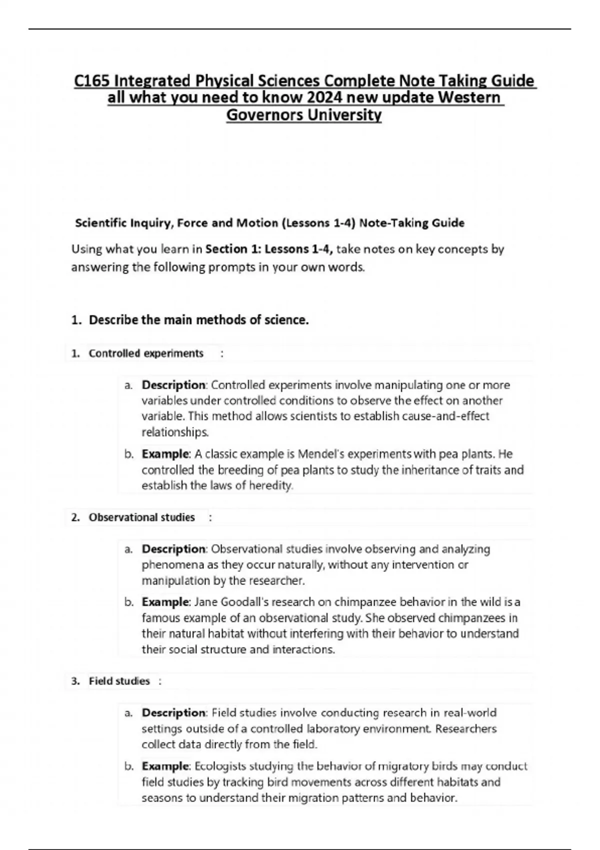 C165 Integrated Physical Sciences Complete Note Taking Guide all what ...