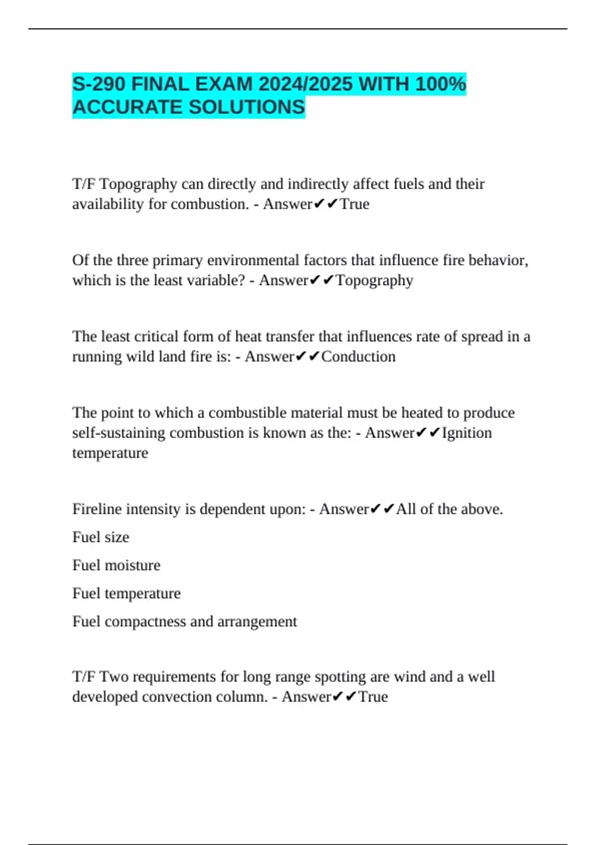 S-290 FINAL EXAM 2024/2025 WITH 100% ACCURATE SOLUTIONS - S-290 - Stuvia US