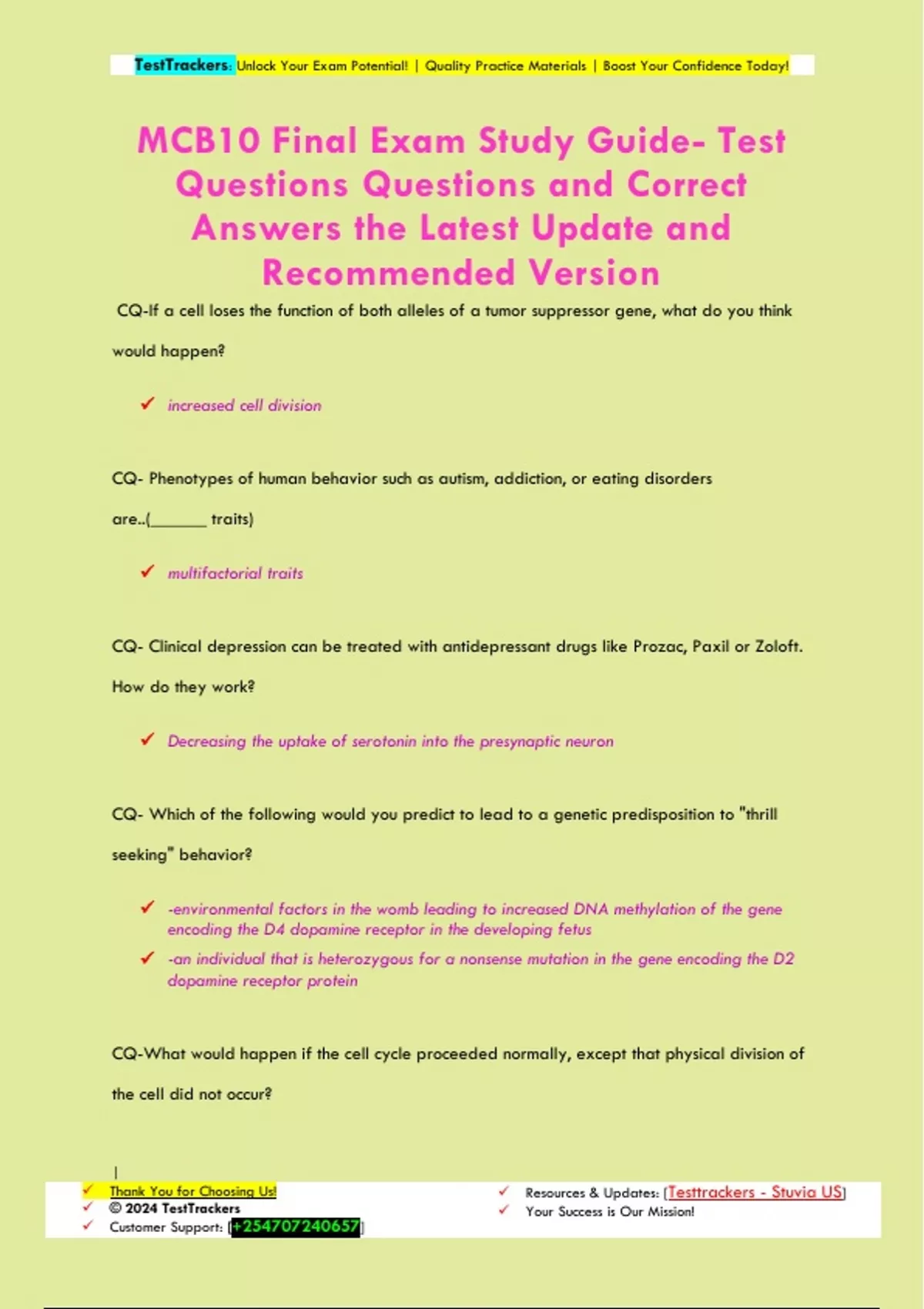 MCB Exam Questions and Correct Answers the Latest Update and ...