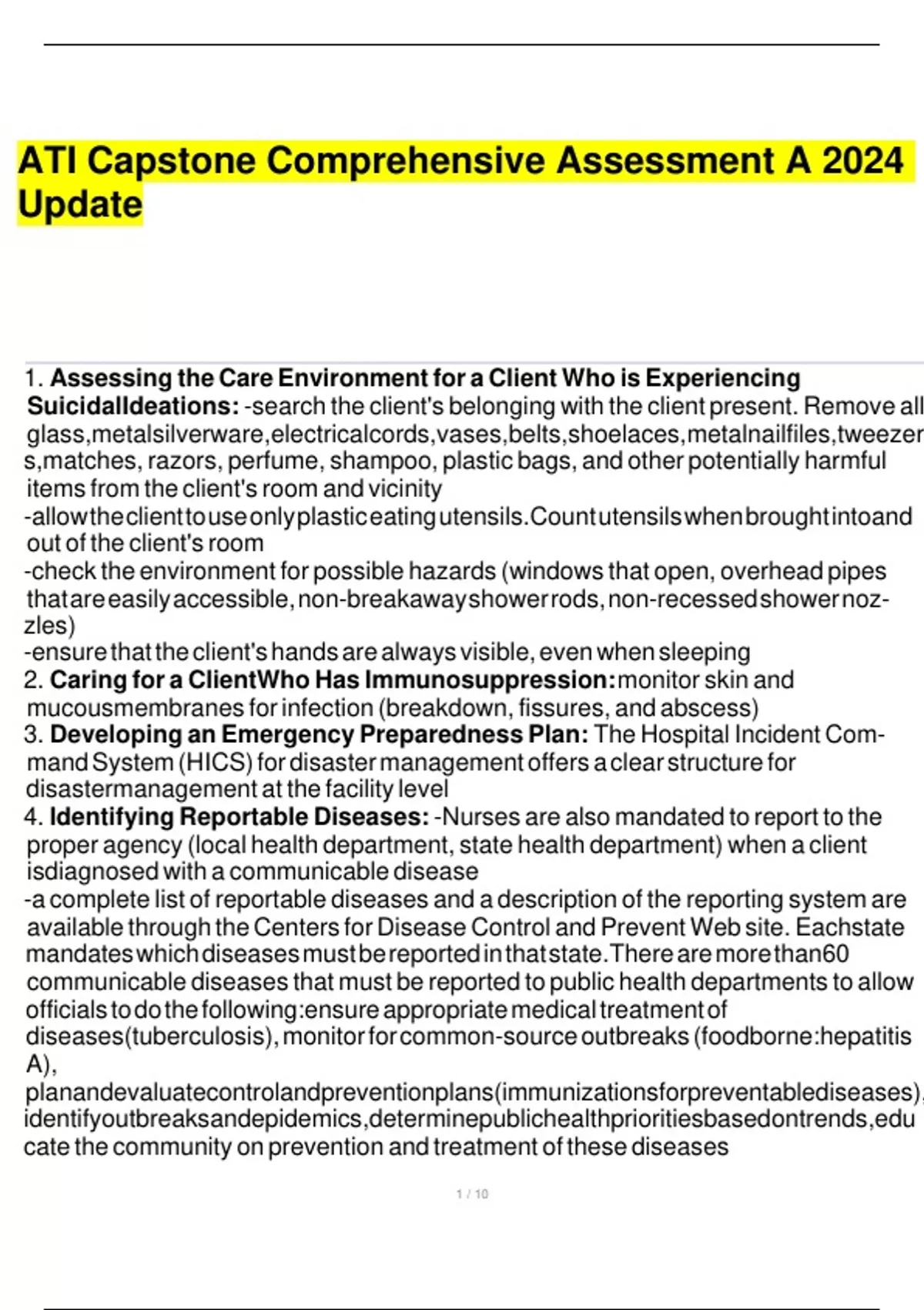 ATI Capstone Comprehensive Assessment A 2024 Update - ATI - Stuvia US