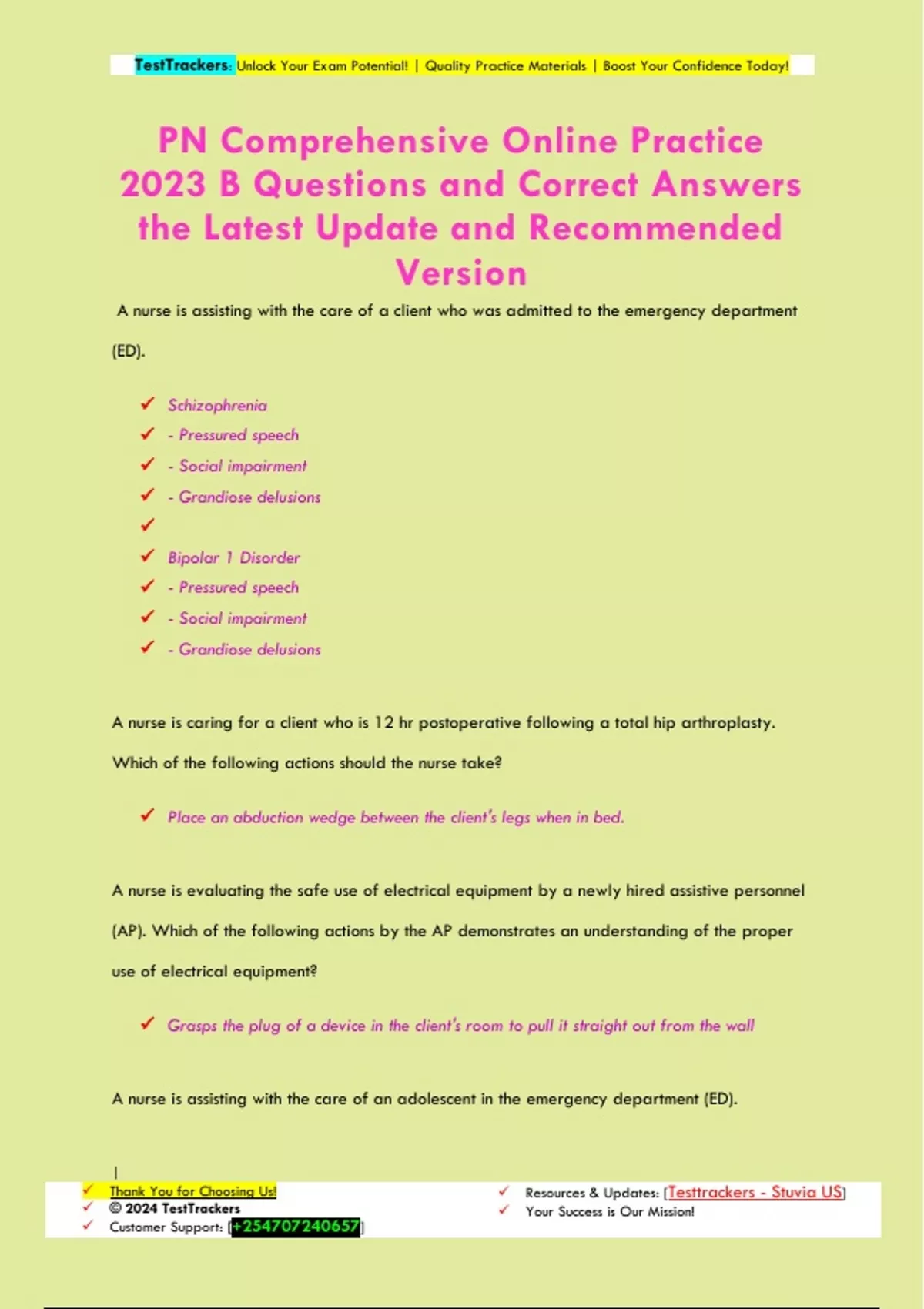 PN Comprehensive Online Practice 2023 B Questions and Correct Answers ...