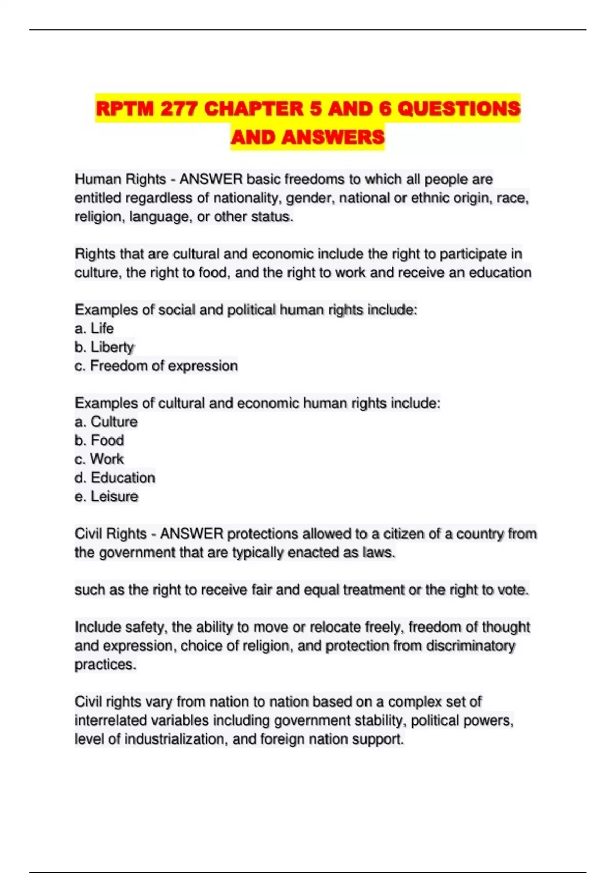 RPTM 277 CHAPTER 5 AND 6 QUESTIONS AND ANSWERS - RPTM 277 - Stuvia US