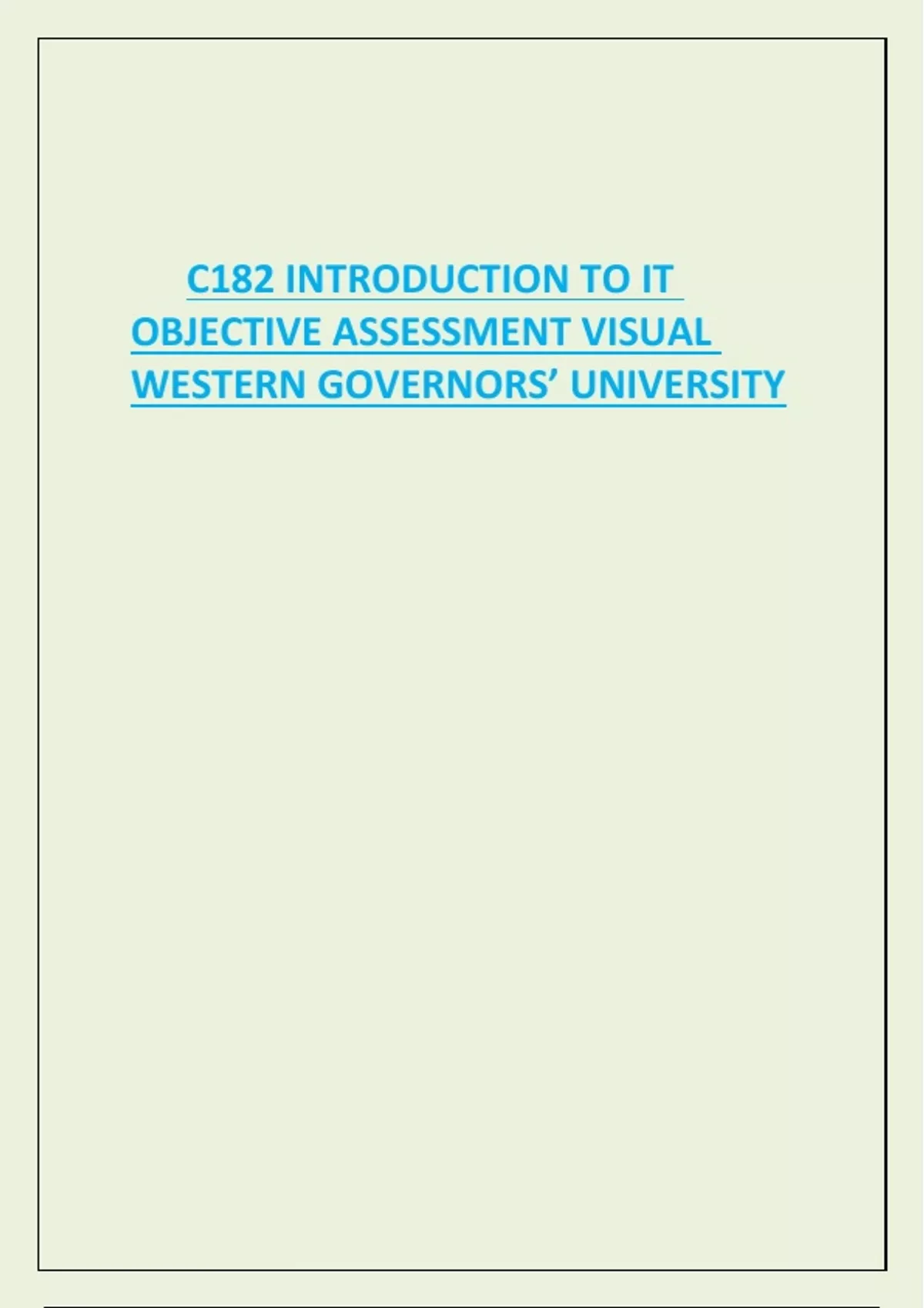 C182 INTRODUCTION TO IT OBJECTIVE ASSESSMENT VISUAL WESTERN GOVERNORS ...