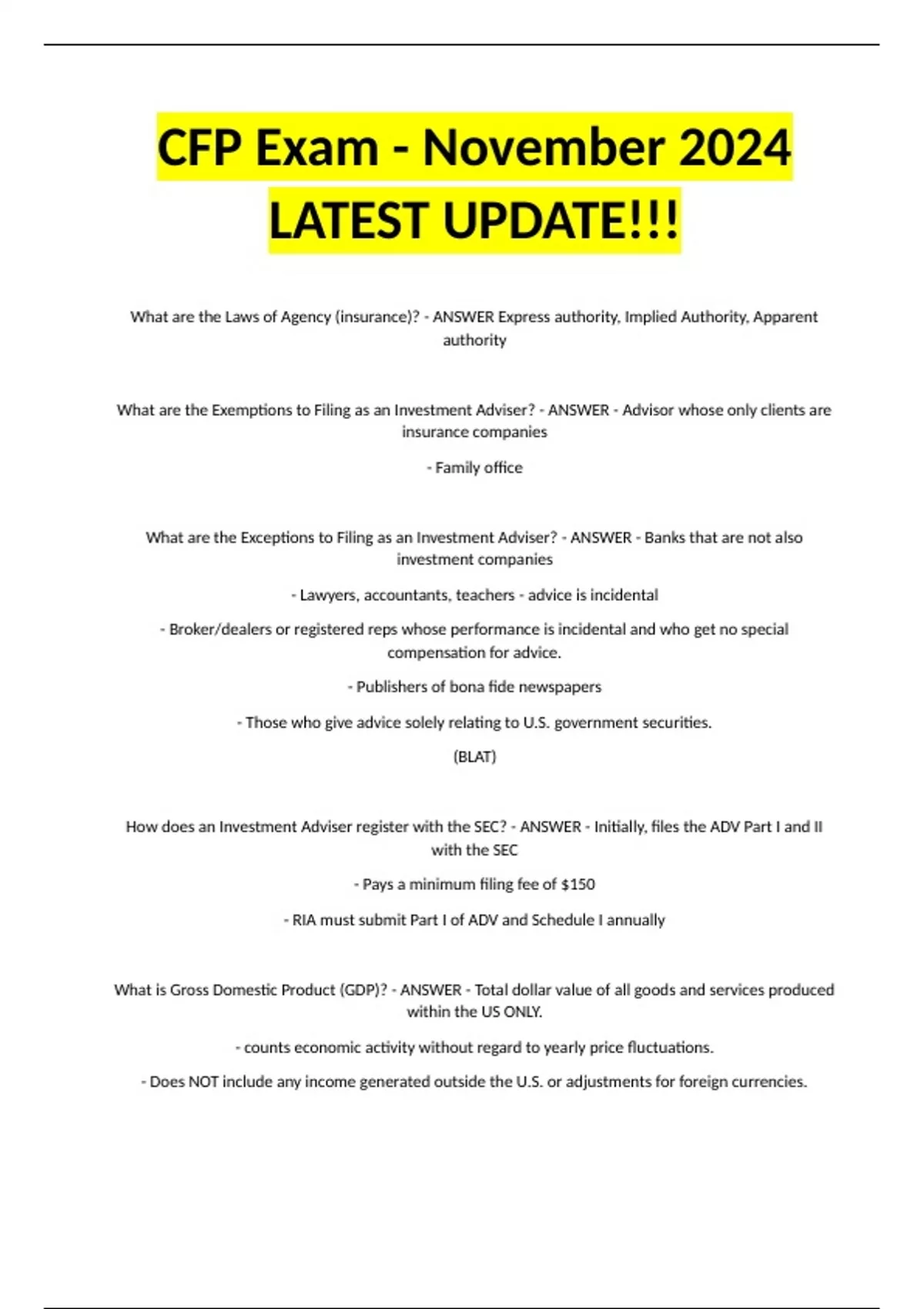 CFP Exam - November 2024 LATEST UPDATE!!! - CFP - Certified Financial ...
