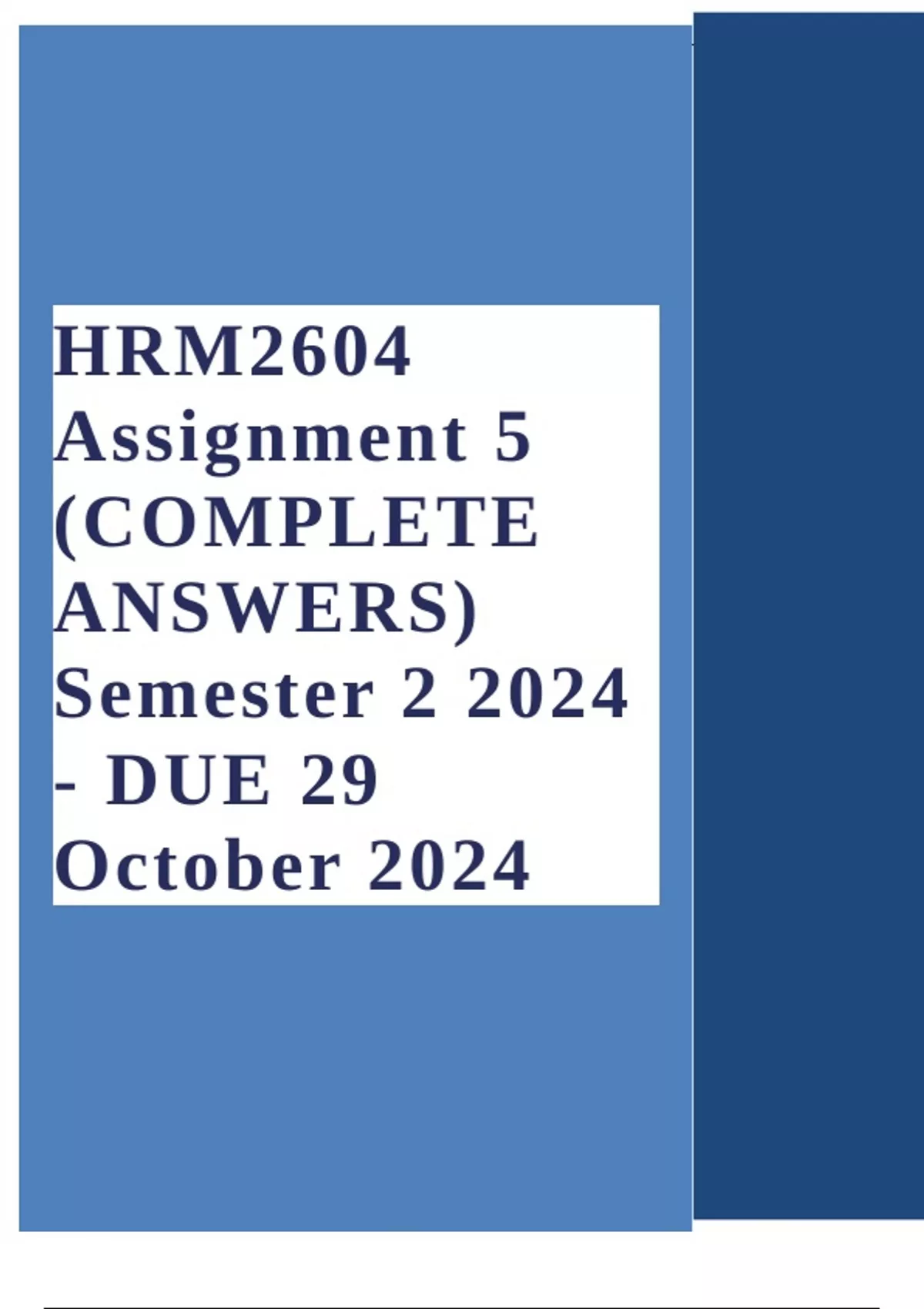 HRM2604 Assignment 5 (COMPLETE ANSWERS) Semester 2 2024 - HRM2604 ...