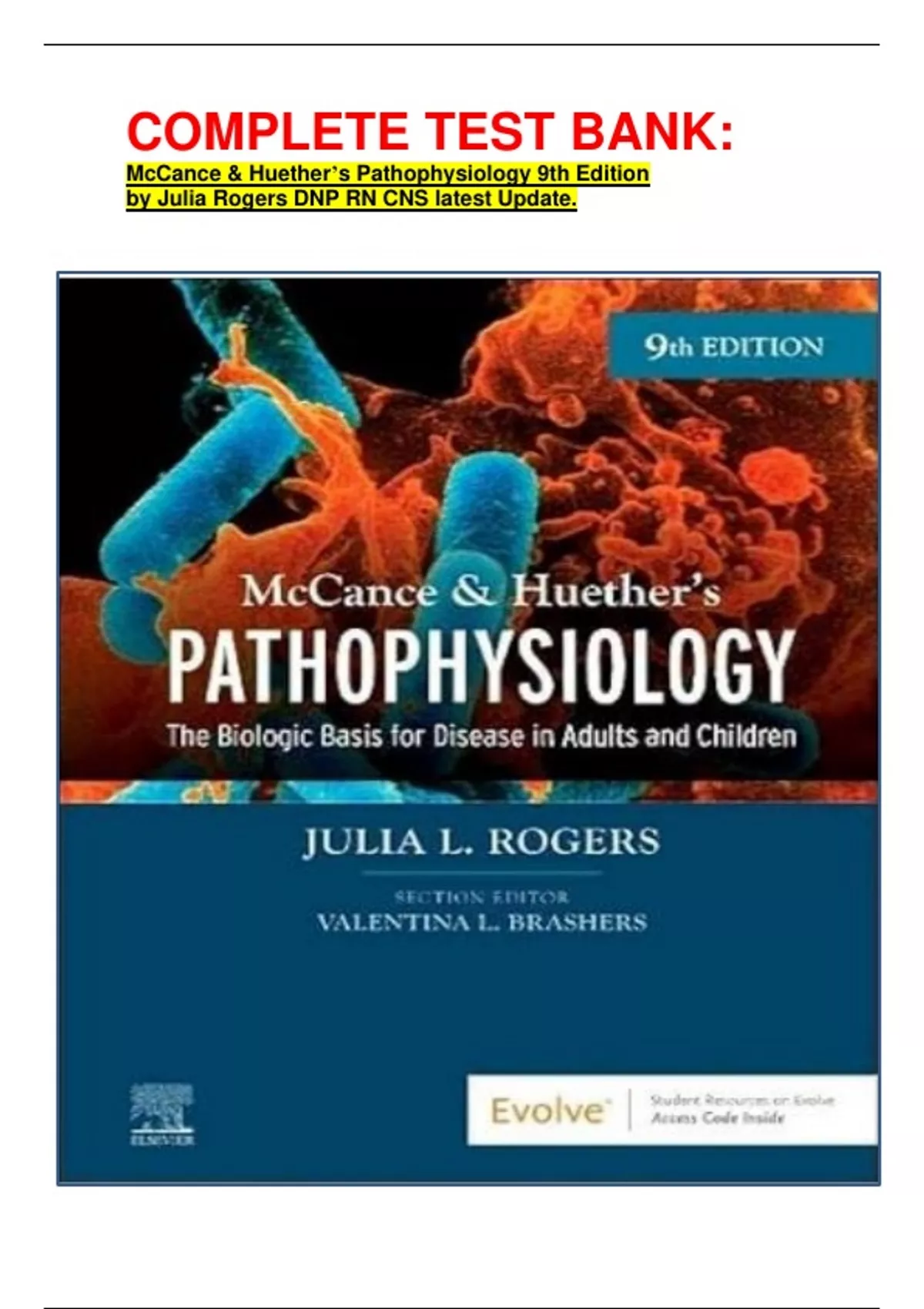 COMPLETE TEST BANK: McCance & Huether’s Pathophysiology 9th Edition by ...