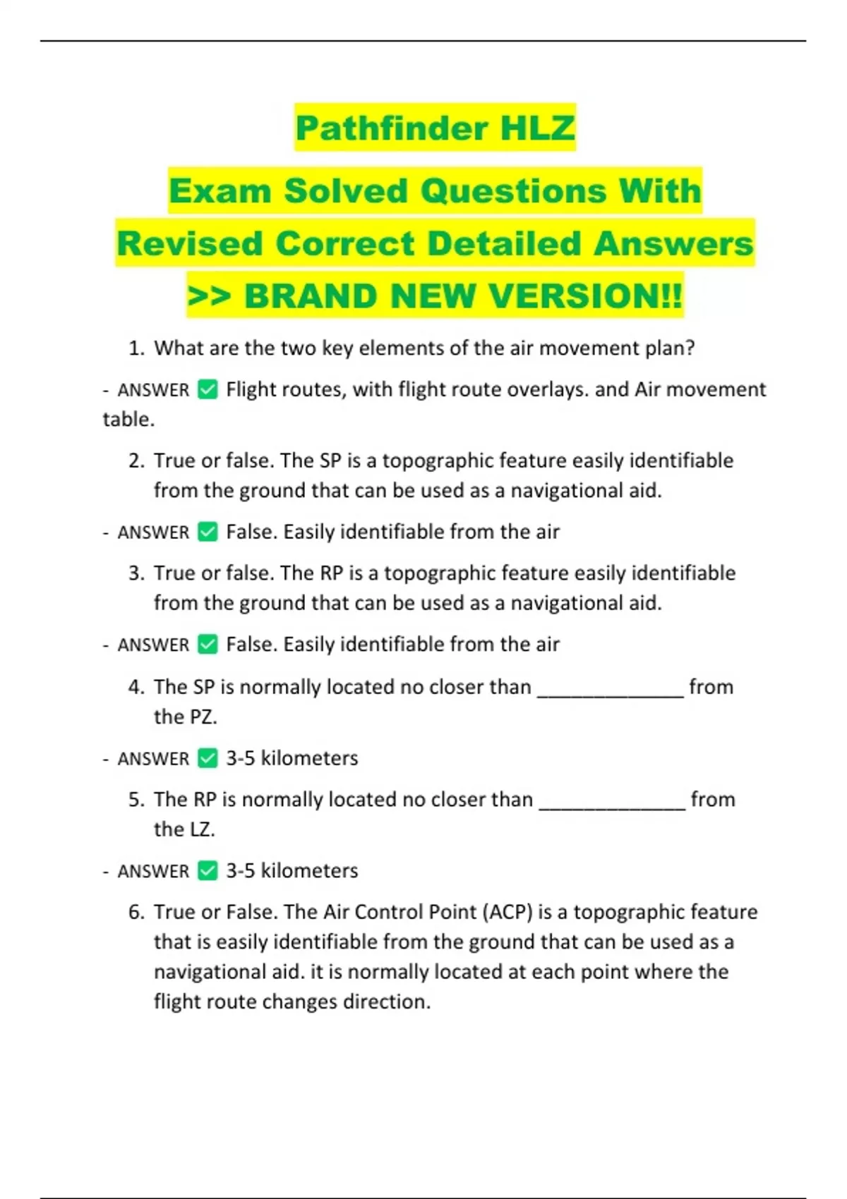 Pathfinder HLZ Exam Solved Questions With Revised Correct Detailed ...