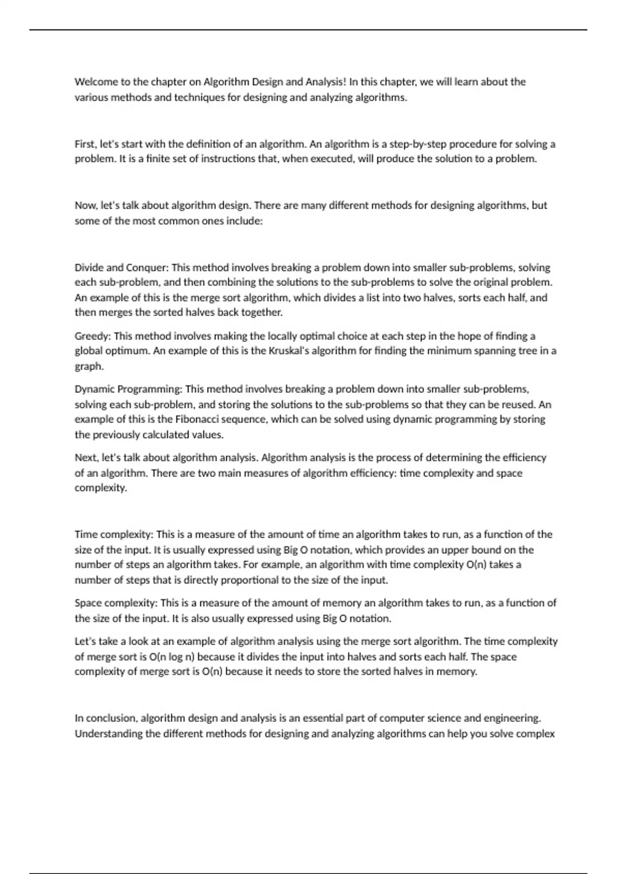 Summary Important of Algorithm - CS 8251 (B.E) - Stuvia US