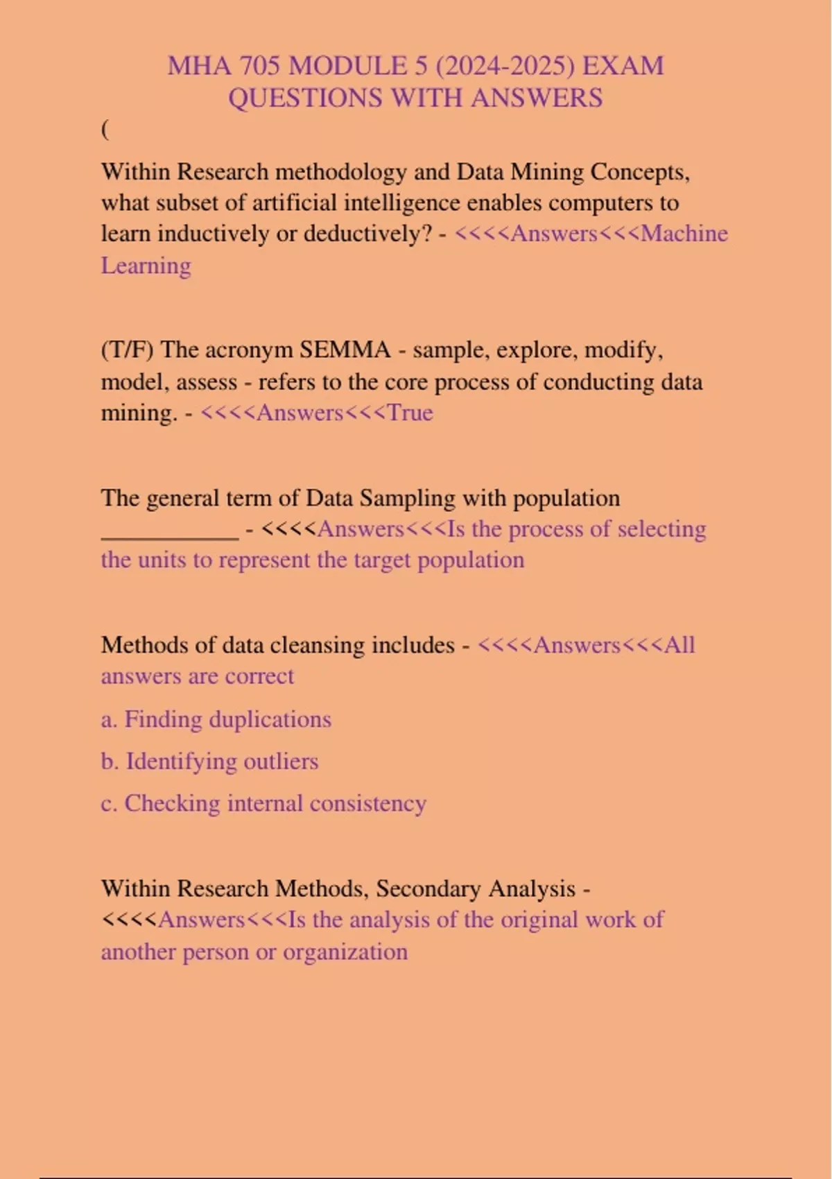 MHA 705 MODULE 5 () EXAM QUESTIONS WITH ANSWERS - MHA 705 MODULE 5 ...