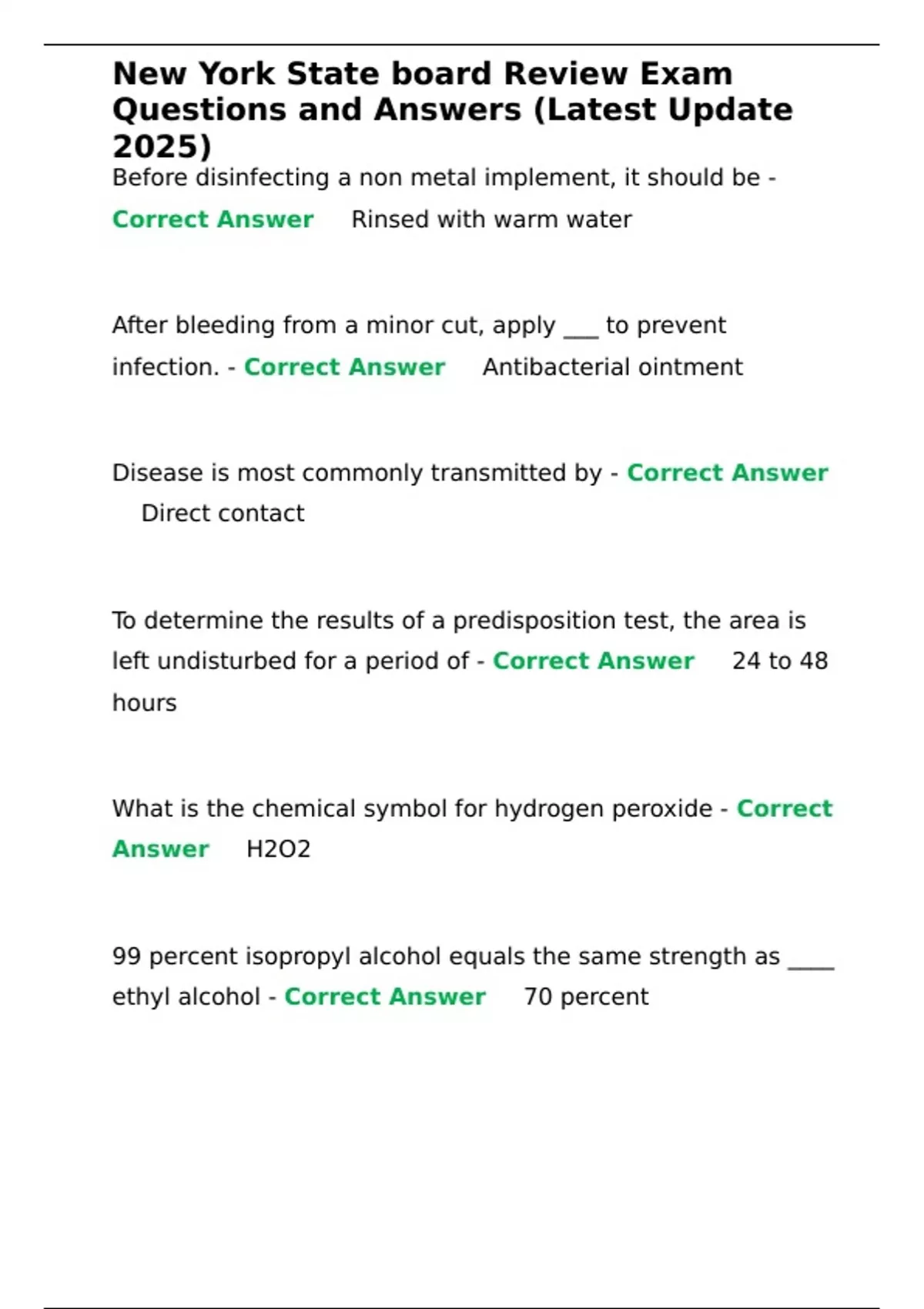 New York State board Review Exam Questions and Answers (Latest Update ...