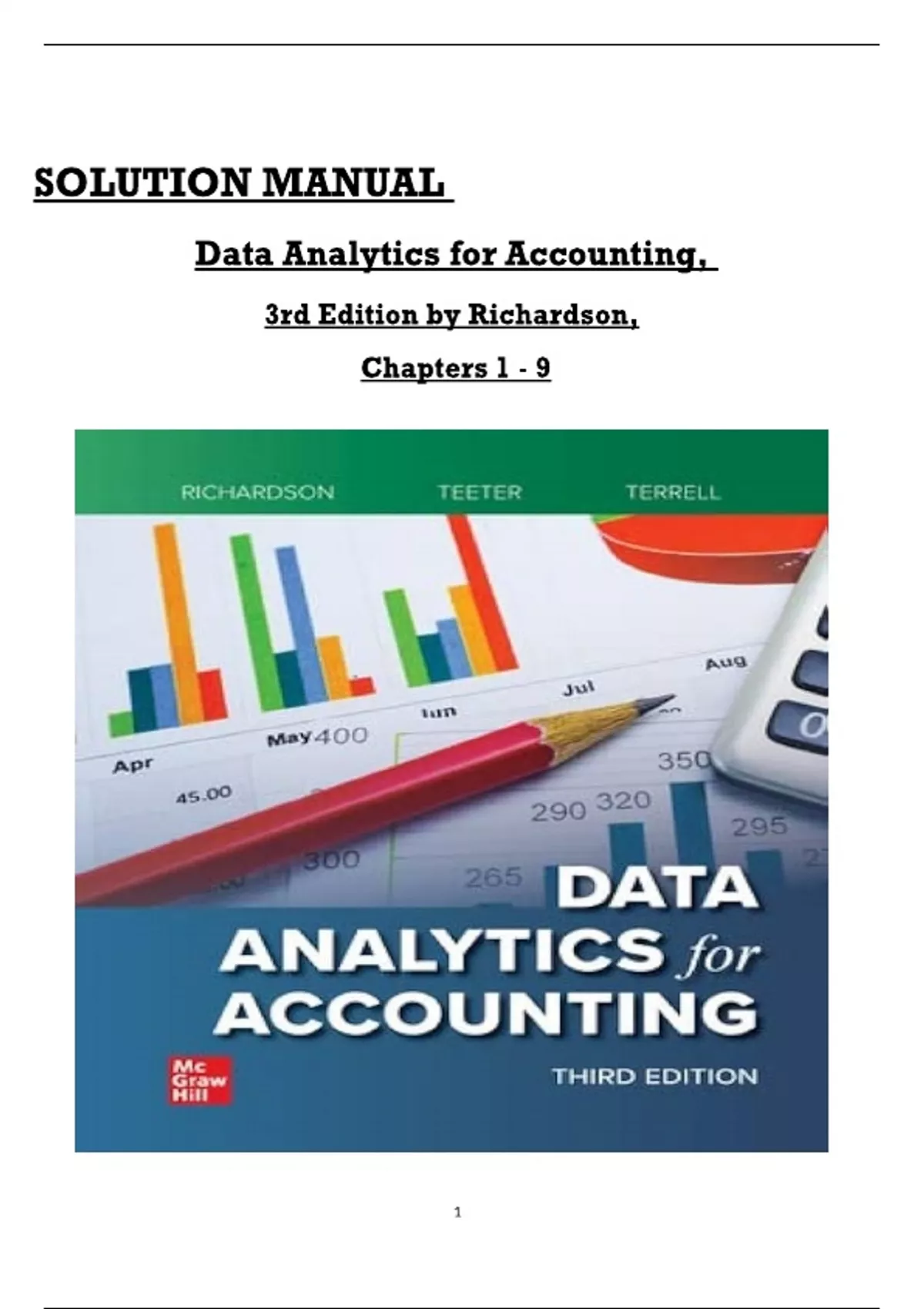 SOLUTION MANUAL For Data Analytics for Accounting, 3rd Edition by Vernon Richardson, All ...