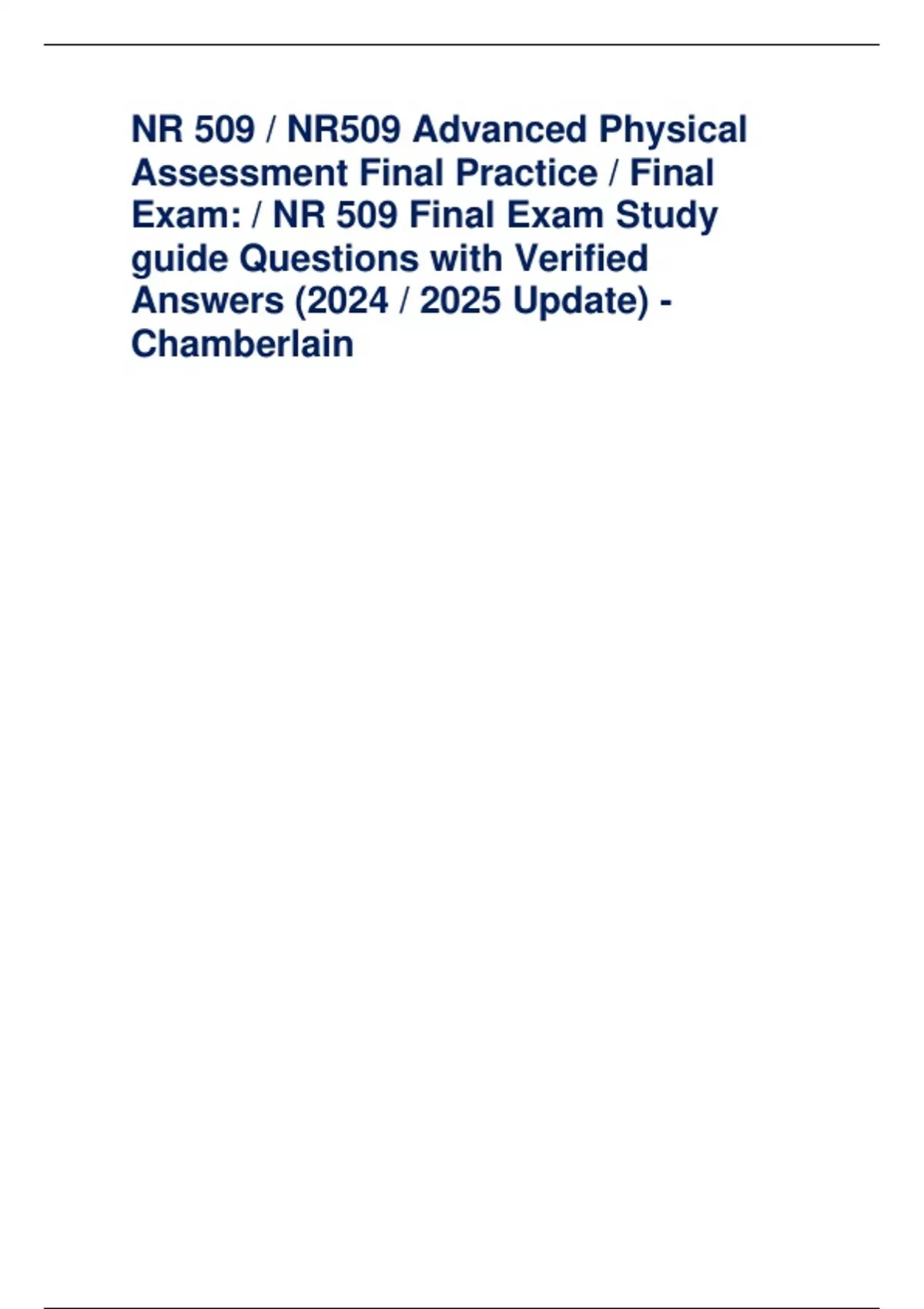 NR 509 / NR509 Advanced Physical Assessment Final Practice / Final Exam ...