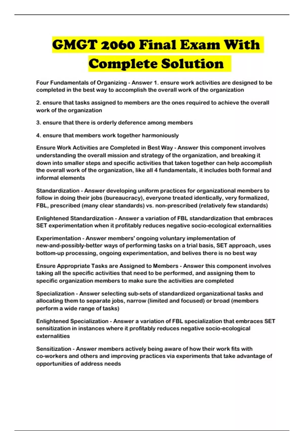 GMGT 2060 Final Exam With Complete Solution - GMGT 2060 - Stuvia US