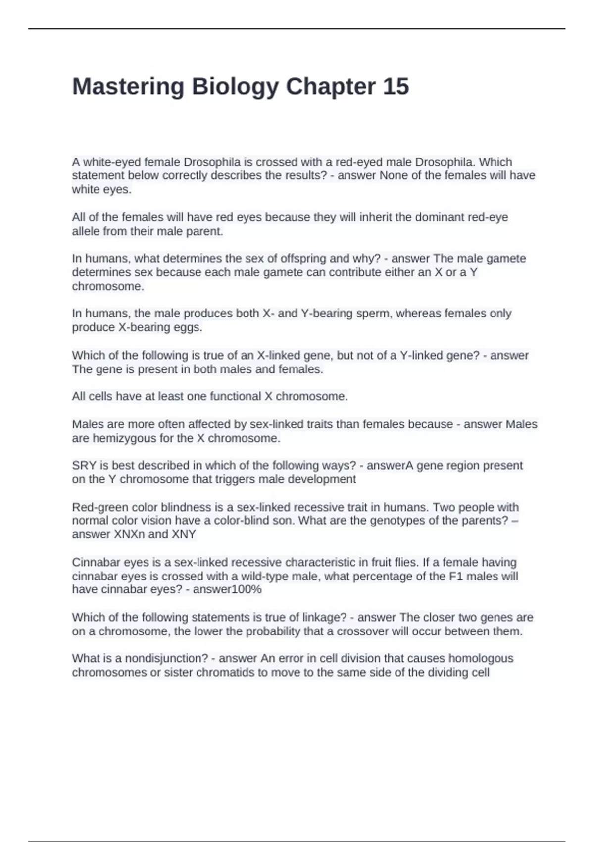 Mastering Biology Chapter 15 Questions Graded A+ - Mastering Biology ...