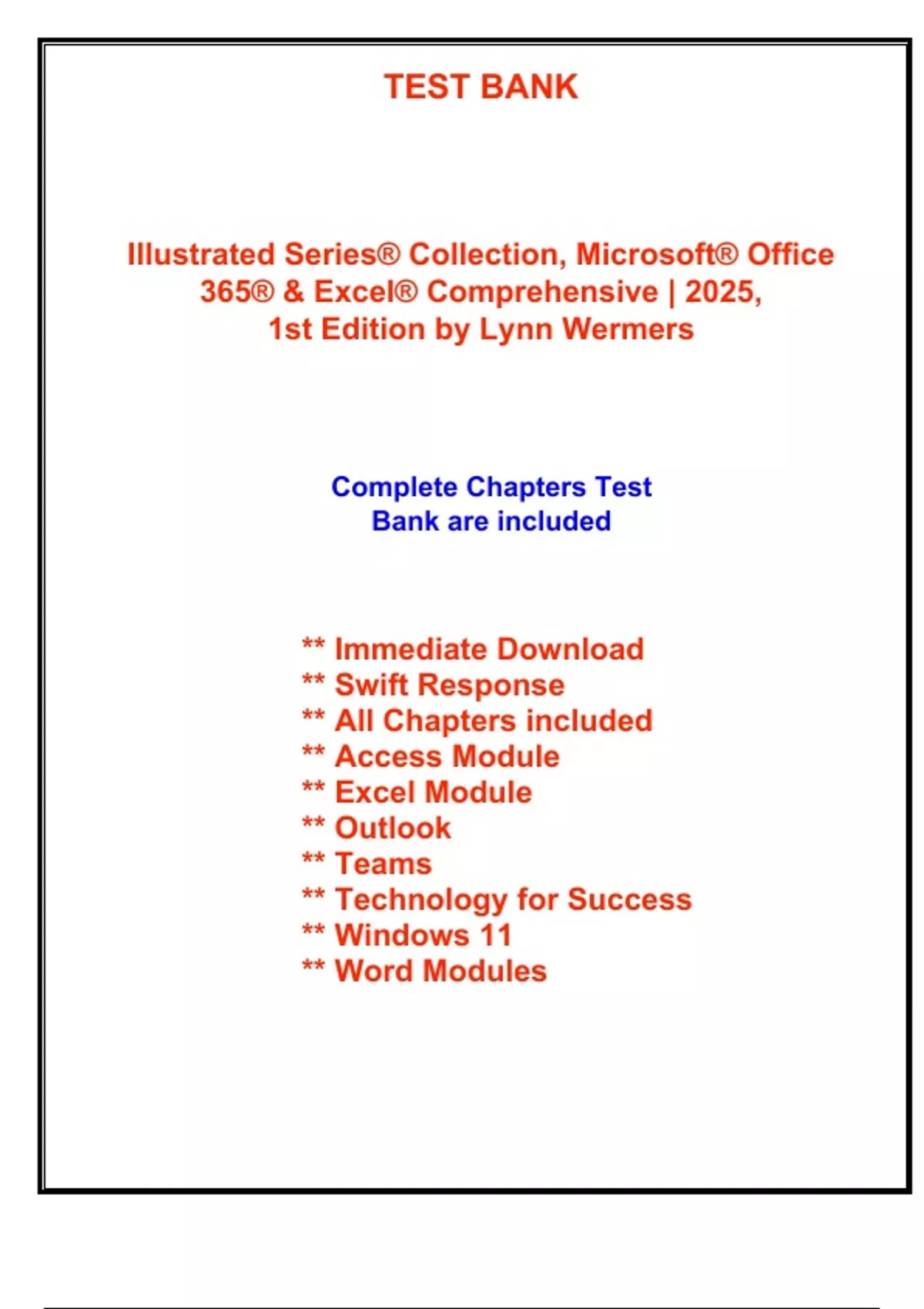 Test Bank for Illustrated Series® Collection, Microsoft® Office 365 ...