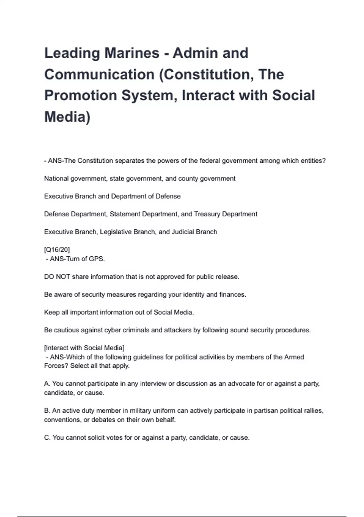 Leading Marines - Admin and Communication (Constitution, The Promotion ...