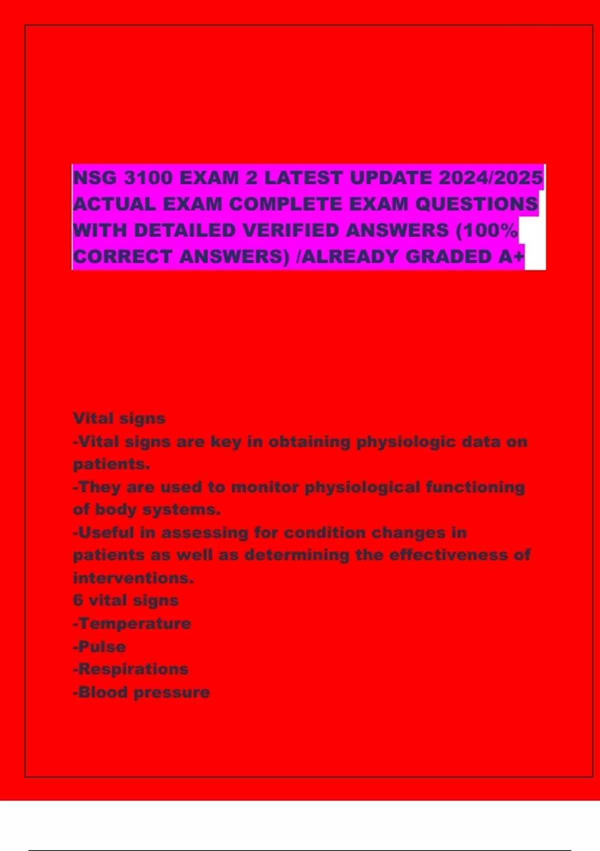 NSG 3100 EXAM 2 LATEST UPDATE 2024/2025 ACTUAL EXAM COMPLETE EXAM ...