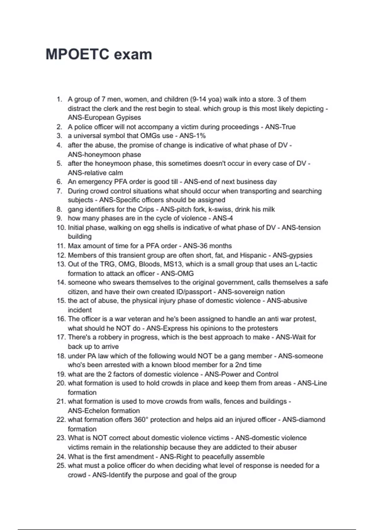 MPOETC exam Questions and Revised Correct Answers (2025 / 2026) 100% ...